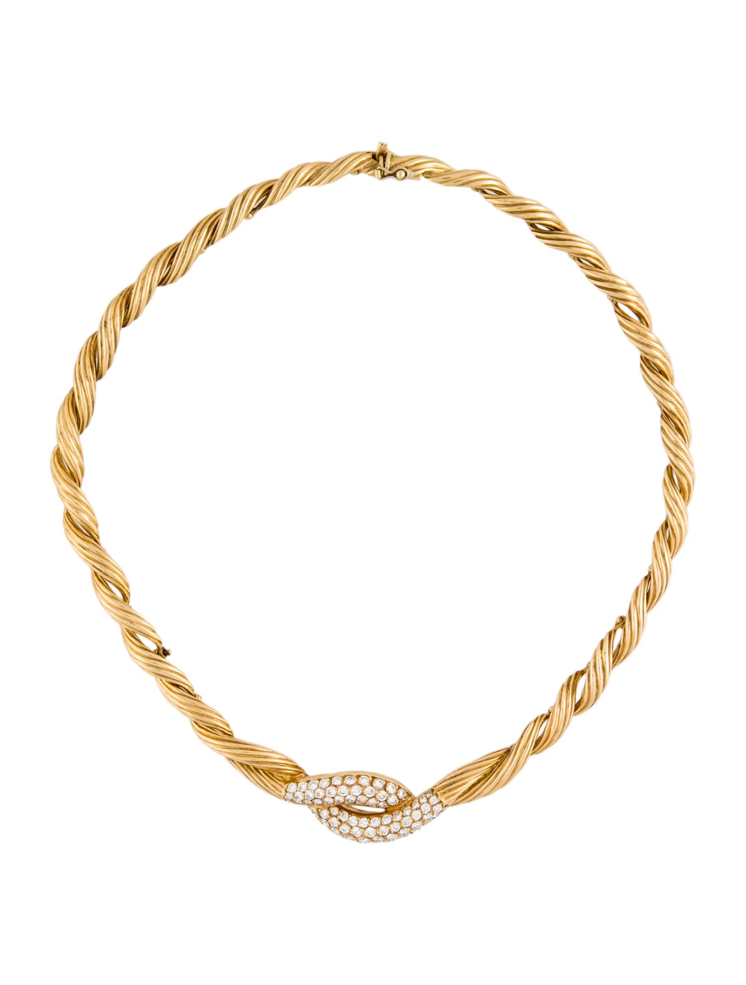 Van Cleef & Arpels Vintage Diamond Necklace - 18K Yellow Gold Collar ...