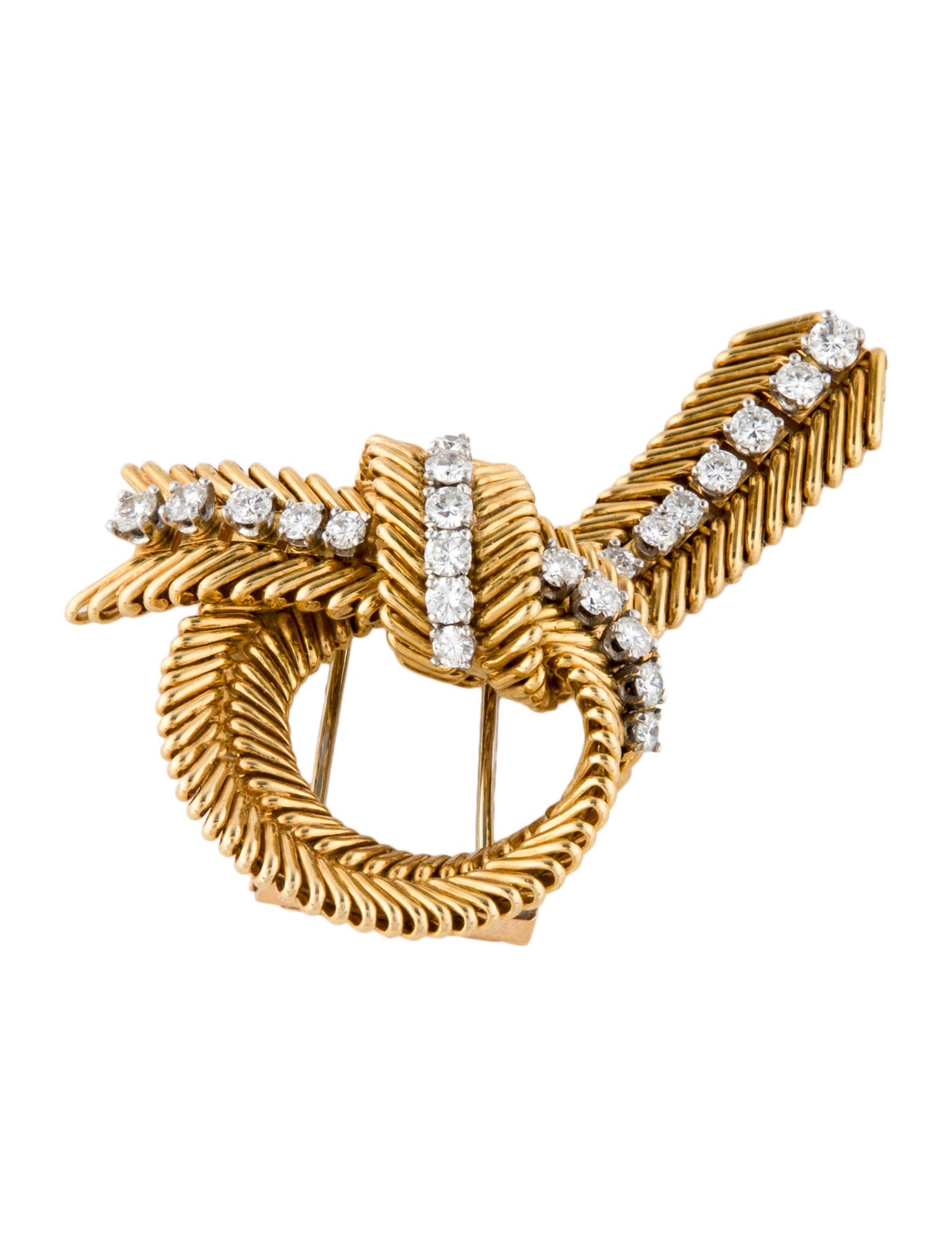 Van Cleef & Arpels Vintage Diamond Bow Brooch - 14K Rose Gold Pin ...