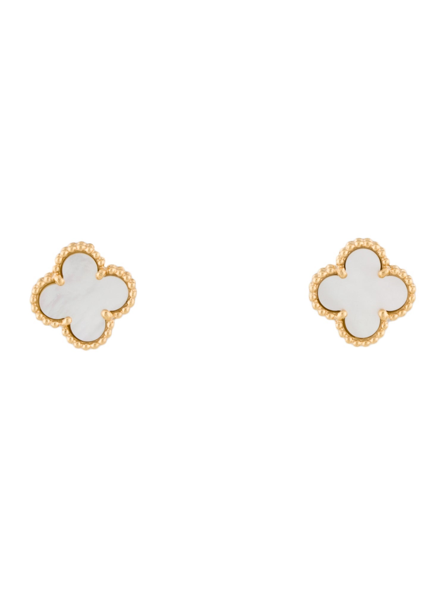 Van Cleef & Arpels Mother of Pearl Sweet Alhambra Earstuds - White, 18K ...