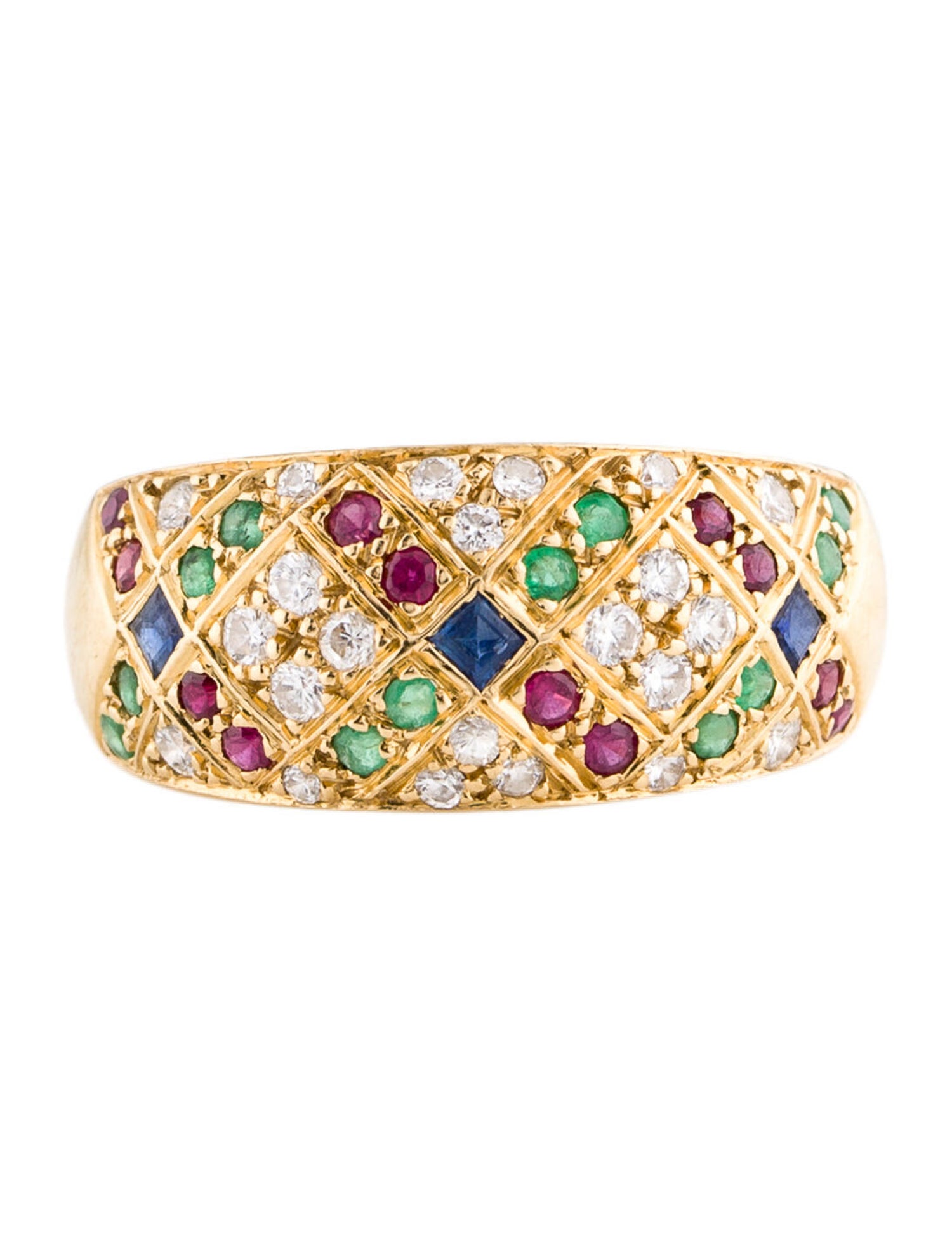Van Cleef & Arpels Vintage 18K Multi-stone & Diamond Band - 18K Yellow ...