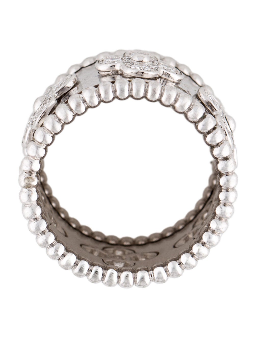 Van Cleef & Arpels Large Model Perlée Clover Ring - Rhodium-Plated 18K ...