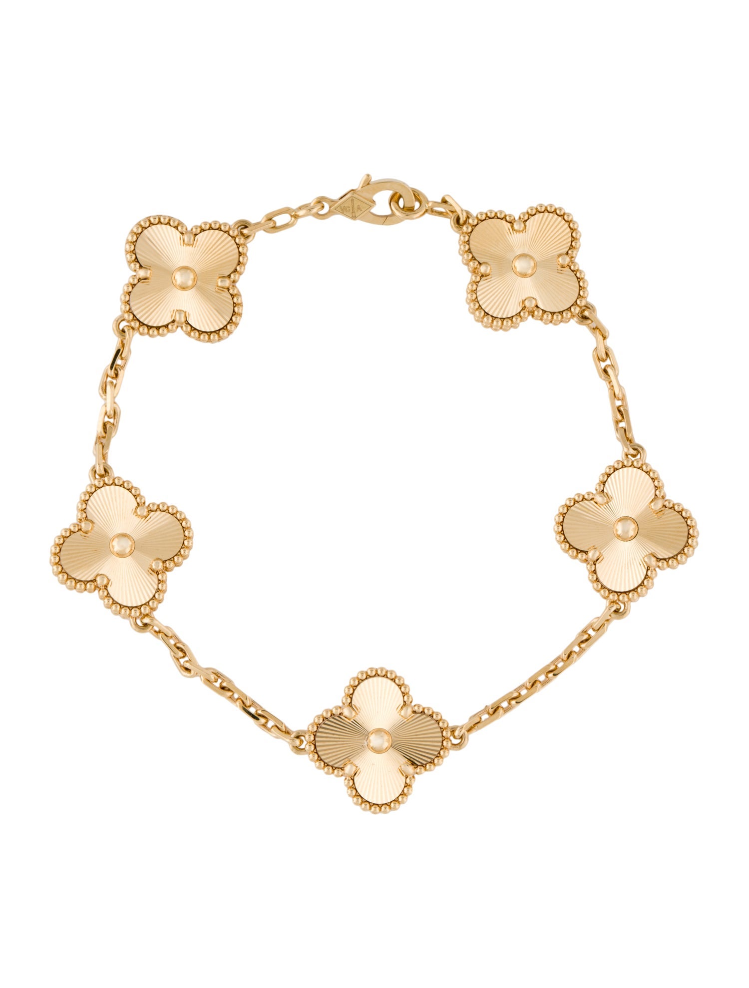Van Cleef & Arpels Vintage Alhambra 5 Motifs Guilloché Bracelet - 18K ...