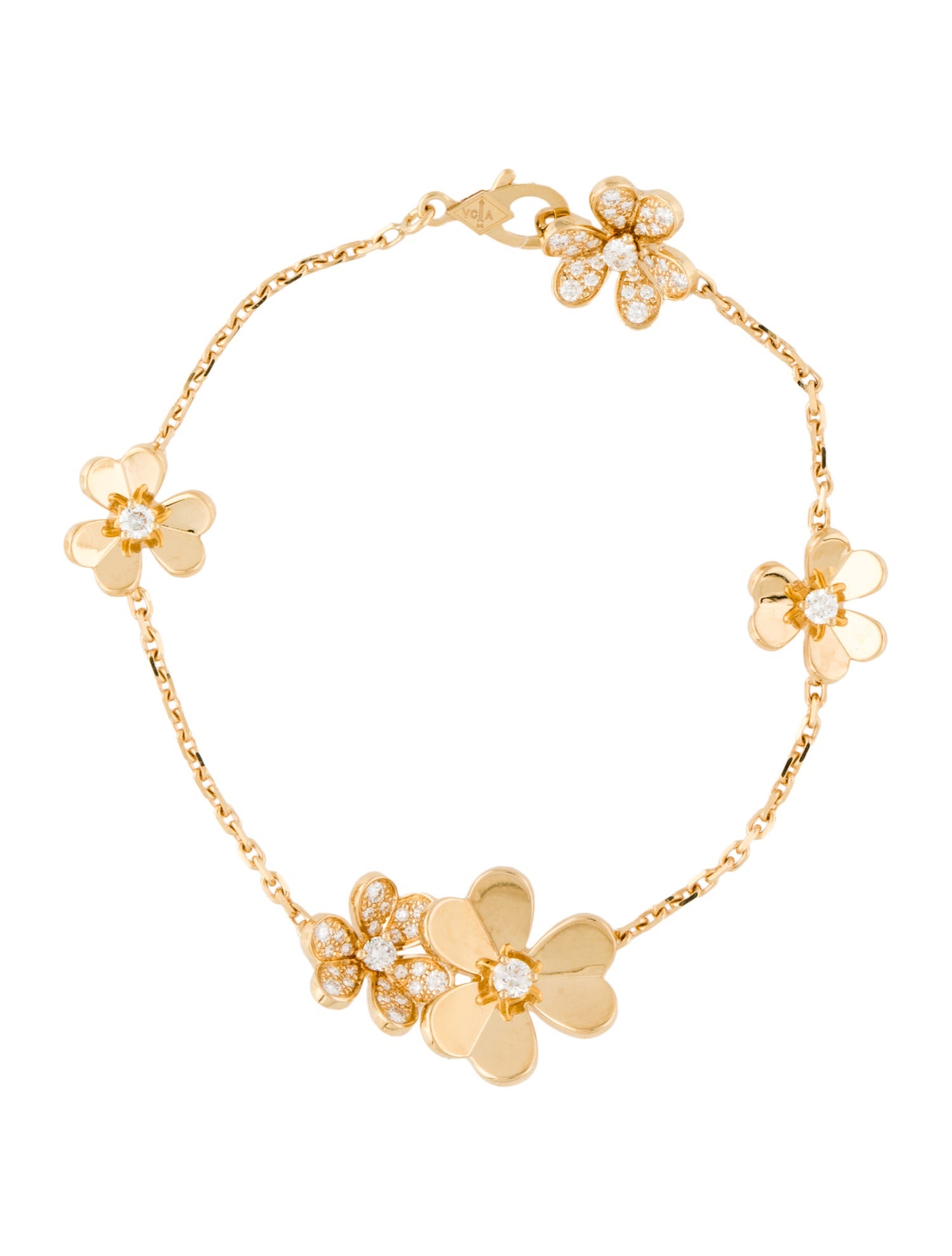 Van Cleef & Arpels 5 Motif Vintage Alhambra Bracelet - 18K Yellow Gold ...