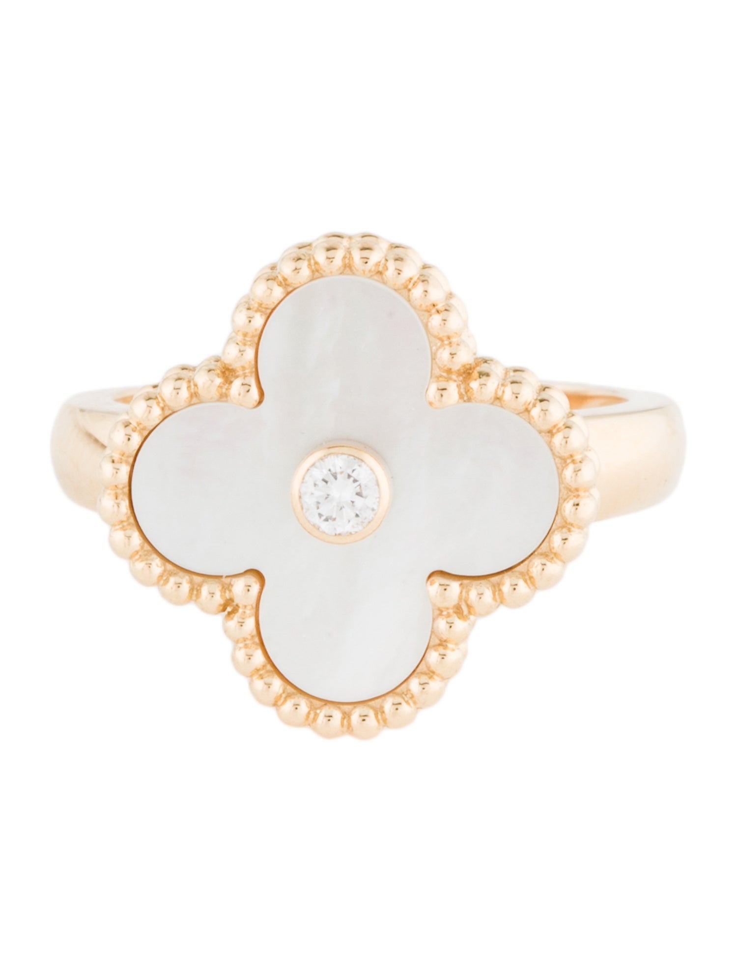 Van Cleef & Arpels Mother of Pearl Vintage Alhambra Ring - 18K Yellow ...