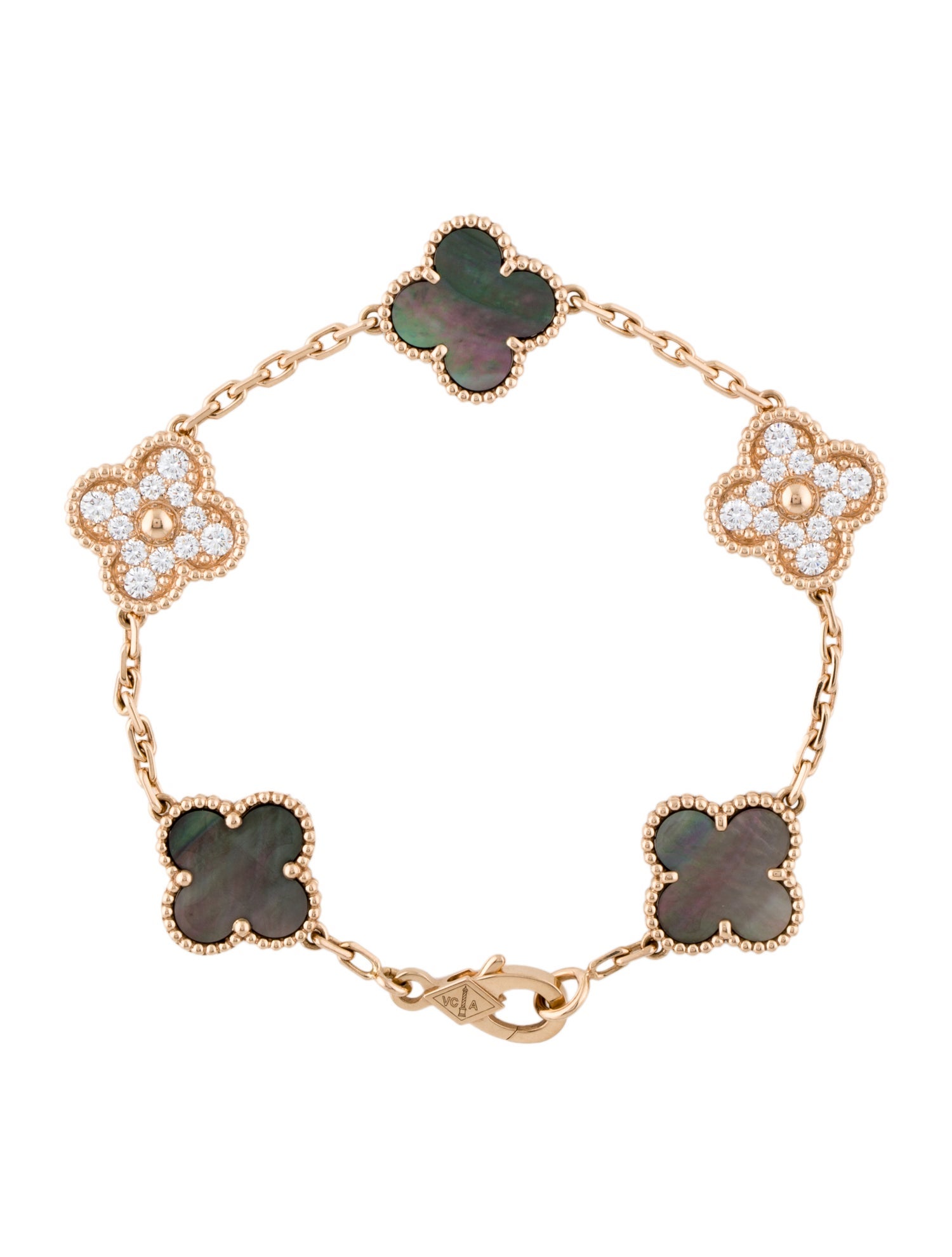 Van Cleef & Arpels 5 Motif Vintage Alhambra Bracelet - 18K Yellow Gold ...