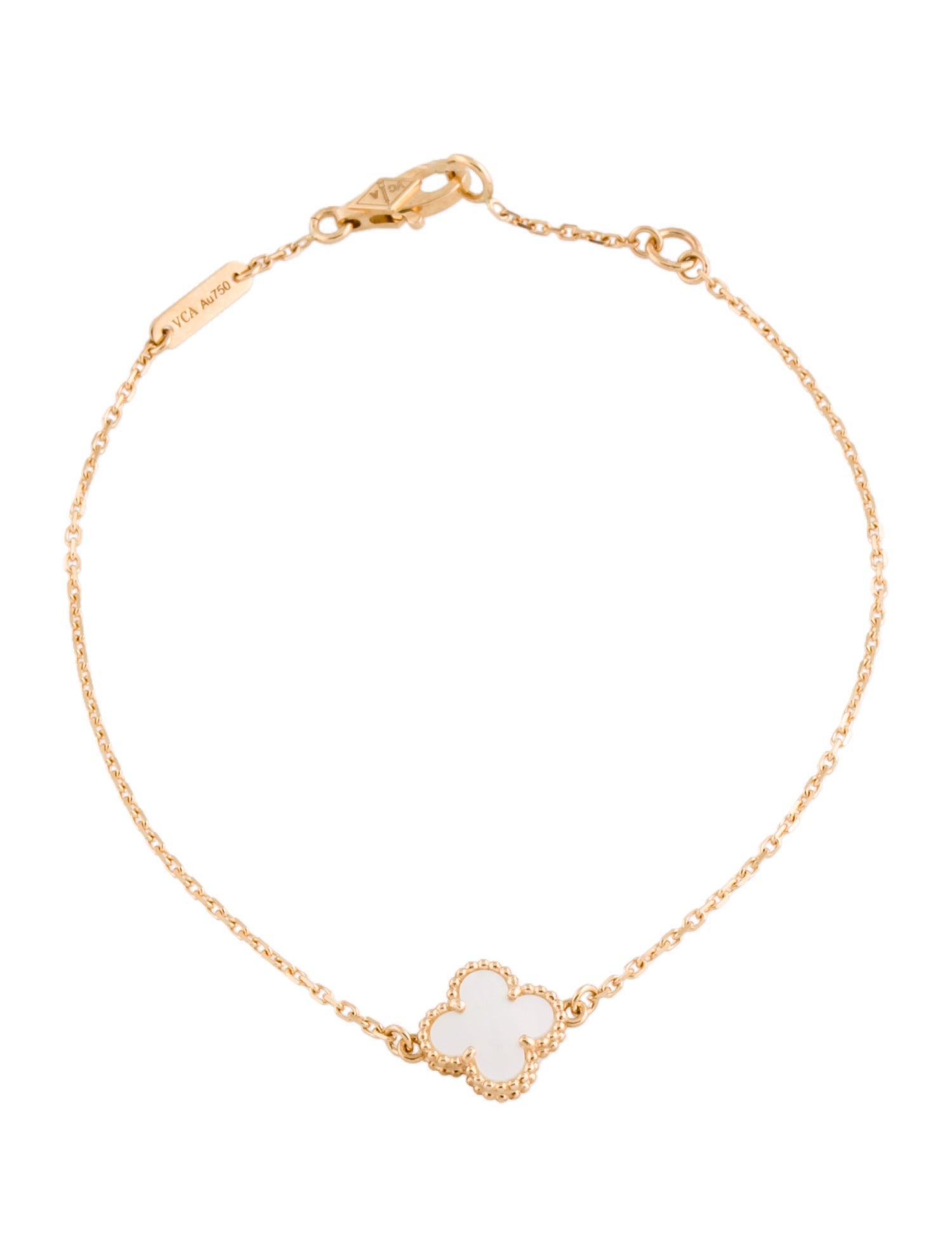 Van Cleef & Arpels Mother of Pearl Sweet Alhambra Bracelet - White, 18K ...