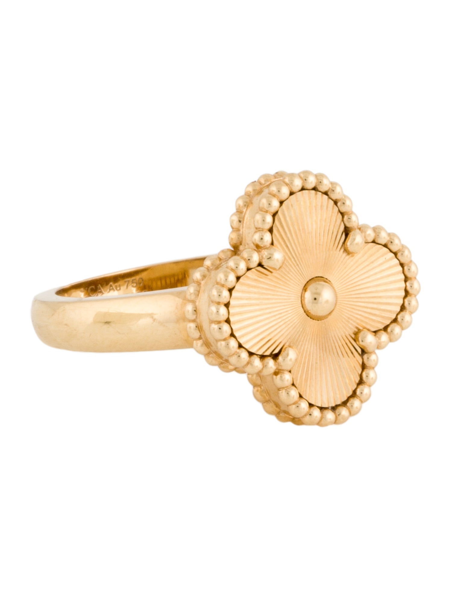 Van Cleef & Arpels Vintage Alhambra Guilloché Ring - 18K Yellow Gold ...