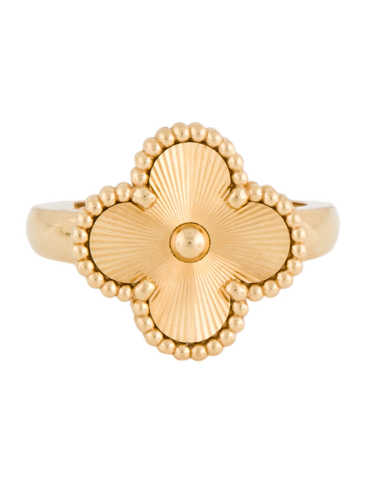 Van Cleef & Arpels Vintage Alhambra Guilloché Ring - 18K Yellow Gold ...