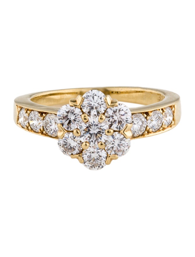Van Cleef & Arpels Diamond Fleurette Large 1 Row Ring - 18K Yellow Gold ...