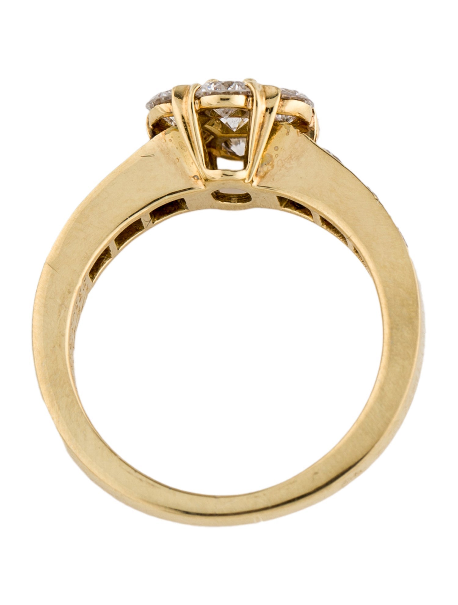 Van Cleef & Arpels Diamond Fleurette Large 1 Row Ring - 18K Yellow Gold ...