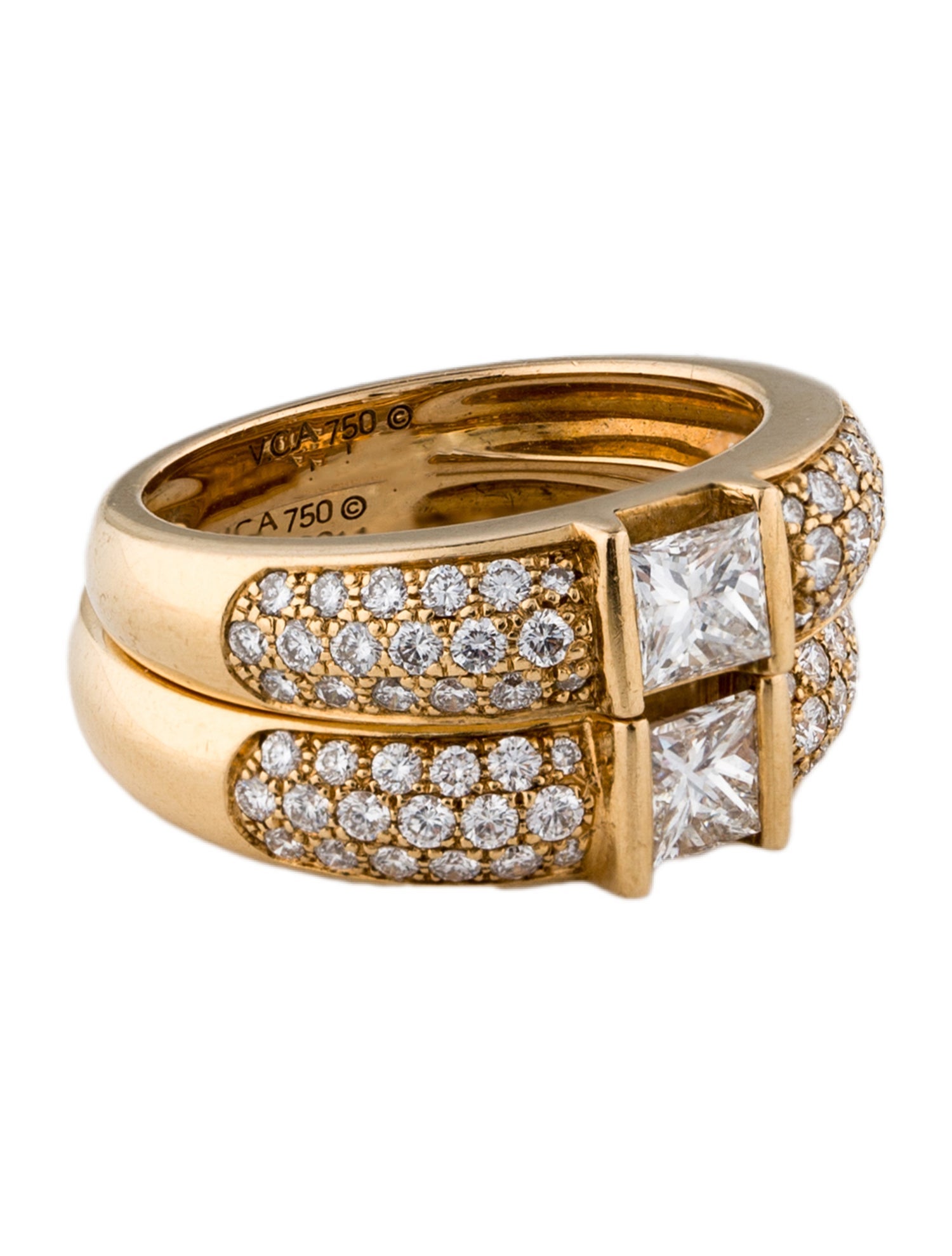 Van Cleef & Arpels Diamond Band Ring Set - 18K Yellow Gold Band, Rings ...