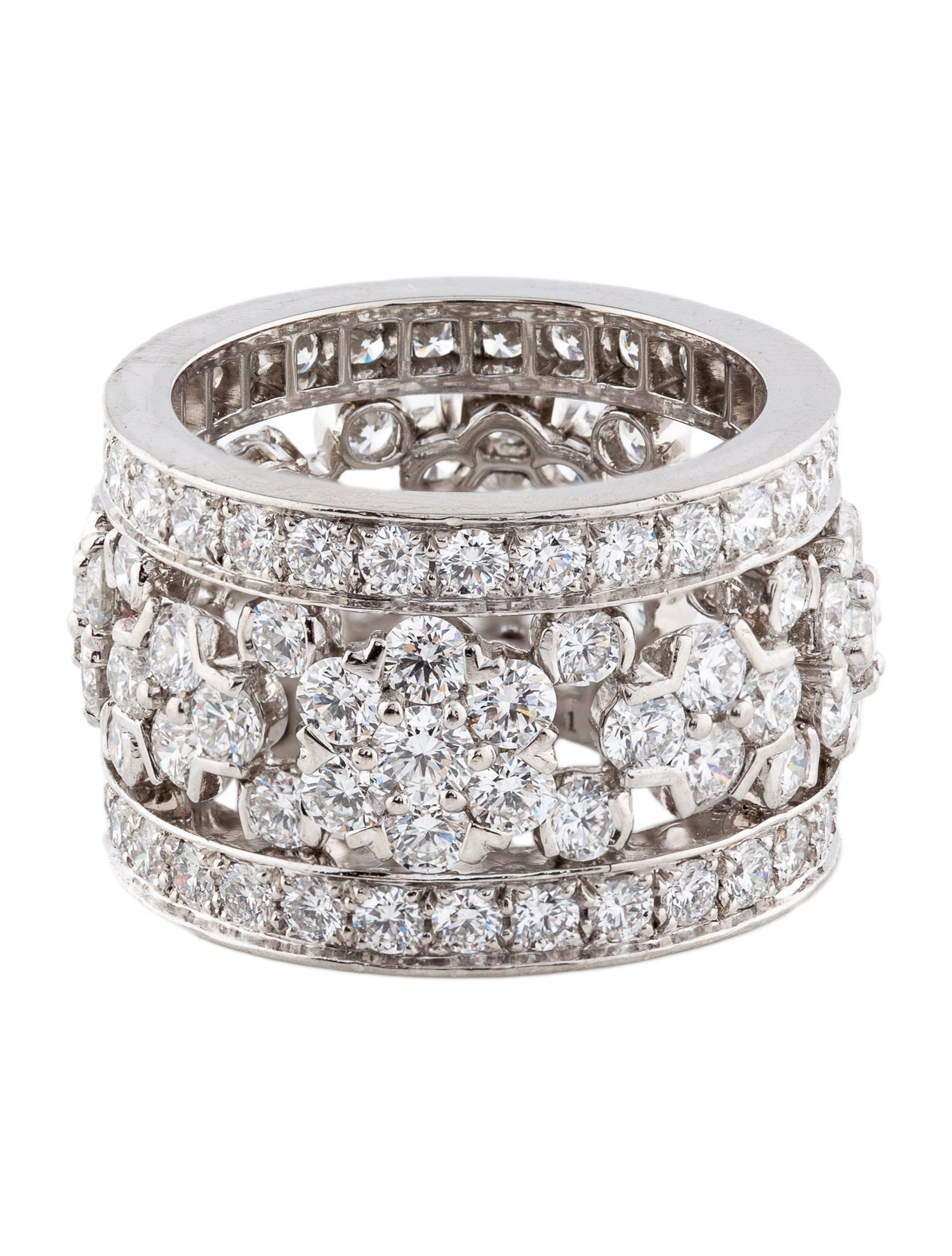 Van Cleef & Arpels Snowflake Bandeau Ring - 950 Platinum Band, Rings ...