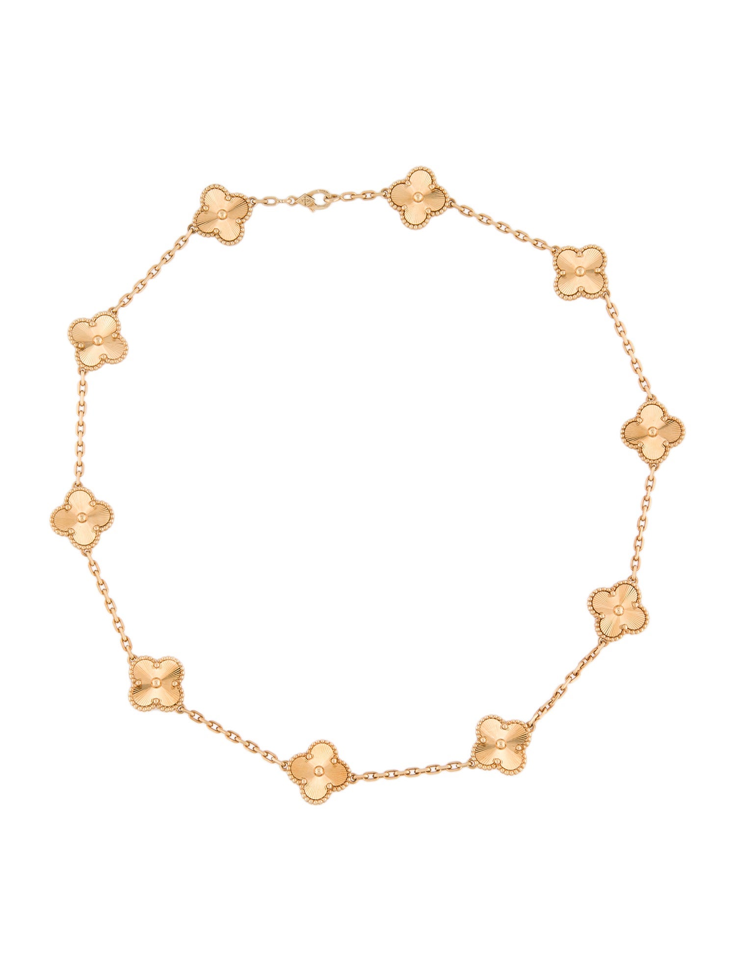 Van Cleef & Arpels 10 Motif Guilloché Vintage Alhambra Necklace - 18K ...