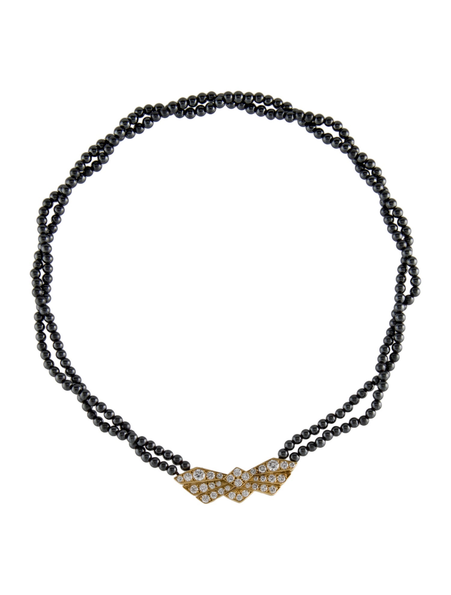 Van Cleef & Arpels Vintage 18K Diamond & Hematite Bead Necklace - 18K ...