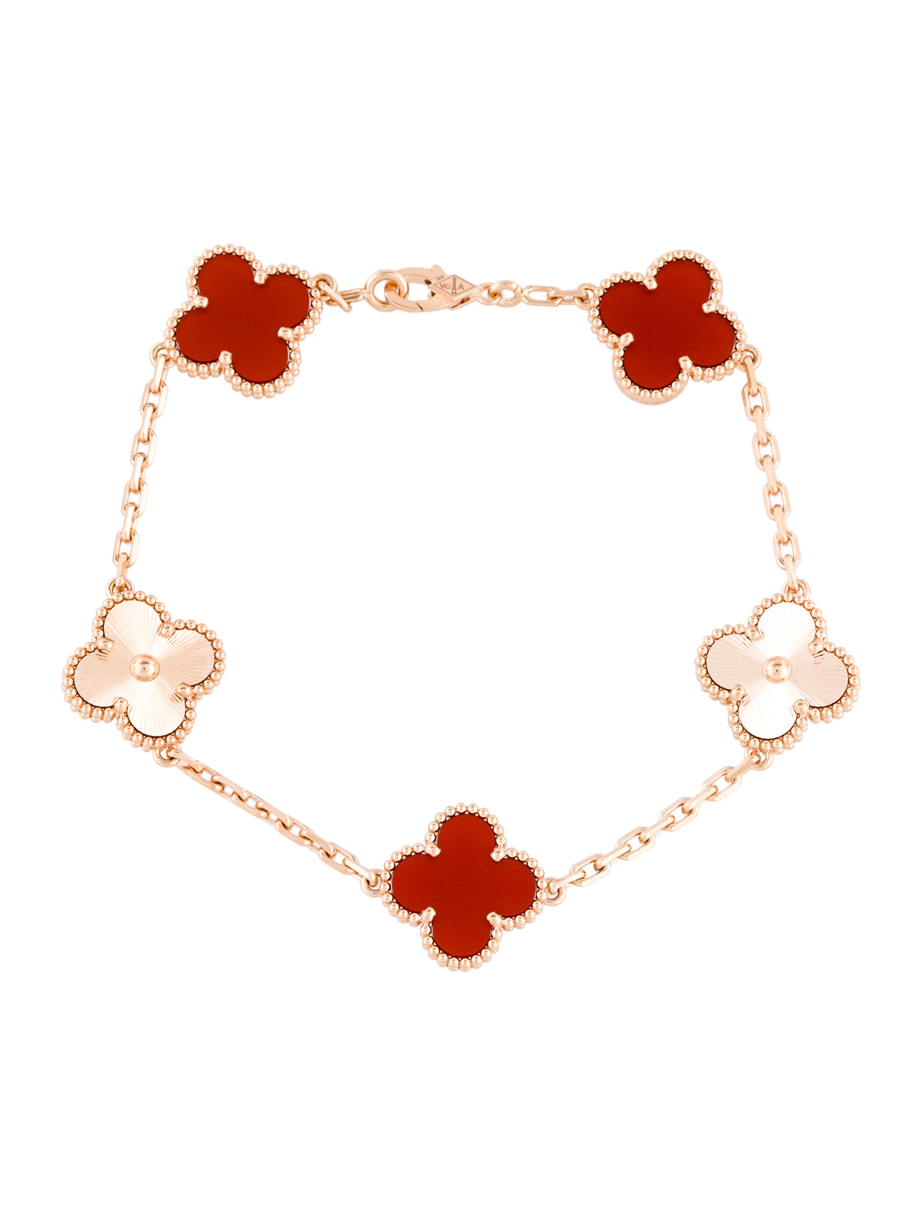 Van Cleef & Arpels Vintage Alhambra 5 Motif Bracelet - 18K Yellow Gold ...