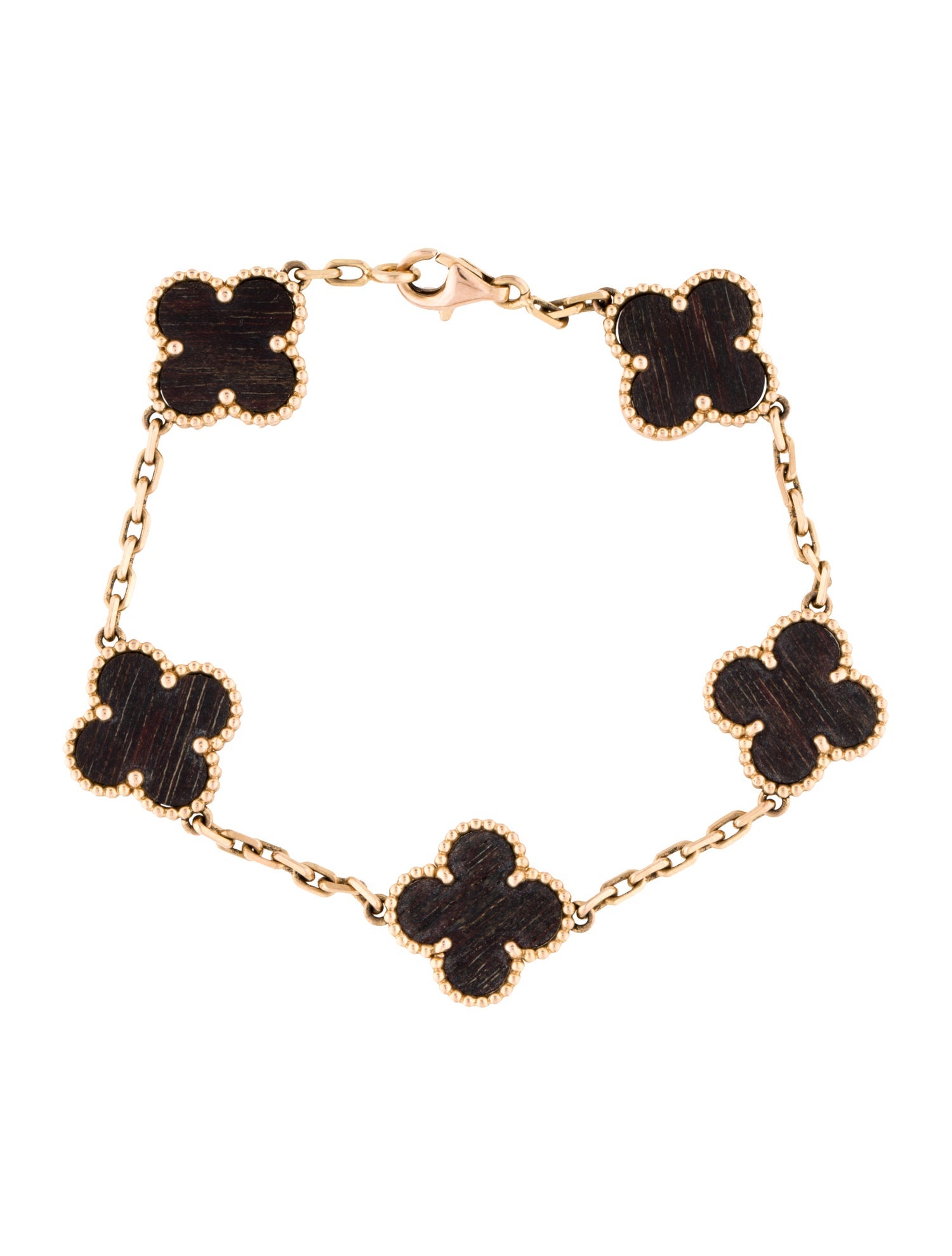 Van Cleef & Arpels Vintage Alhambra 5 Motif Bracelet - 18K Yellow Gold ...