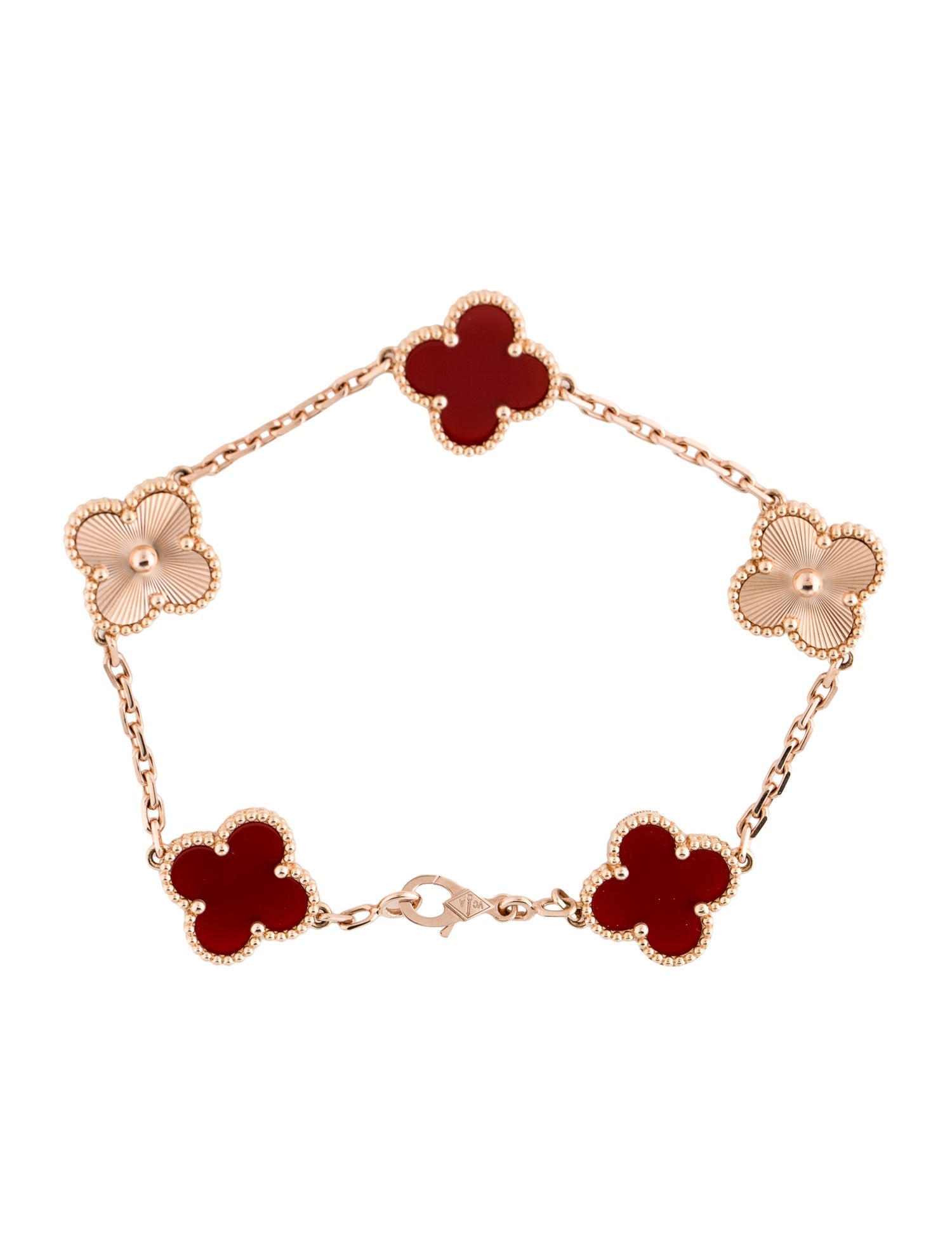 Van Cleef & Arpels Vintage Alhambra Bracelet, 5 Motif - 18K Rose Gold ...