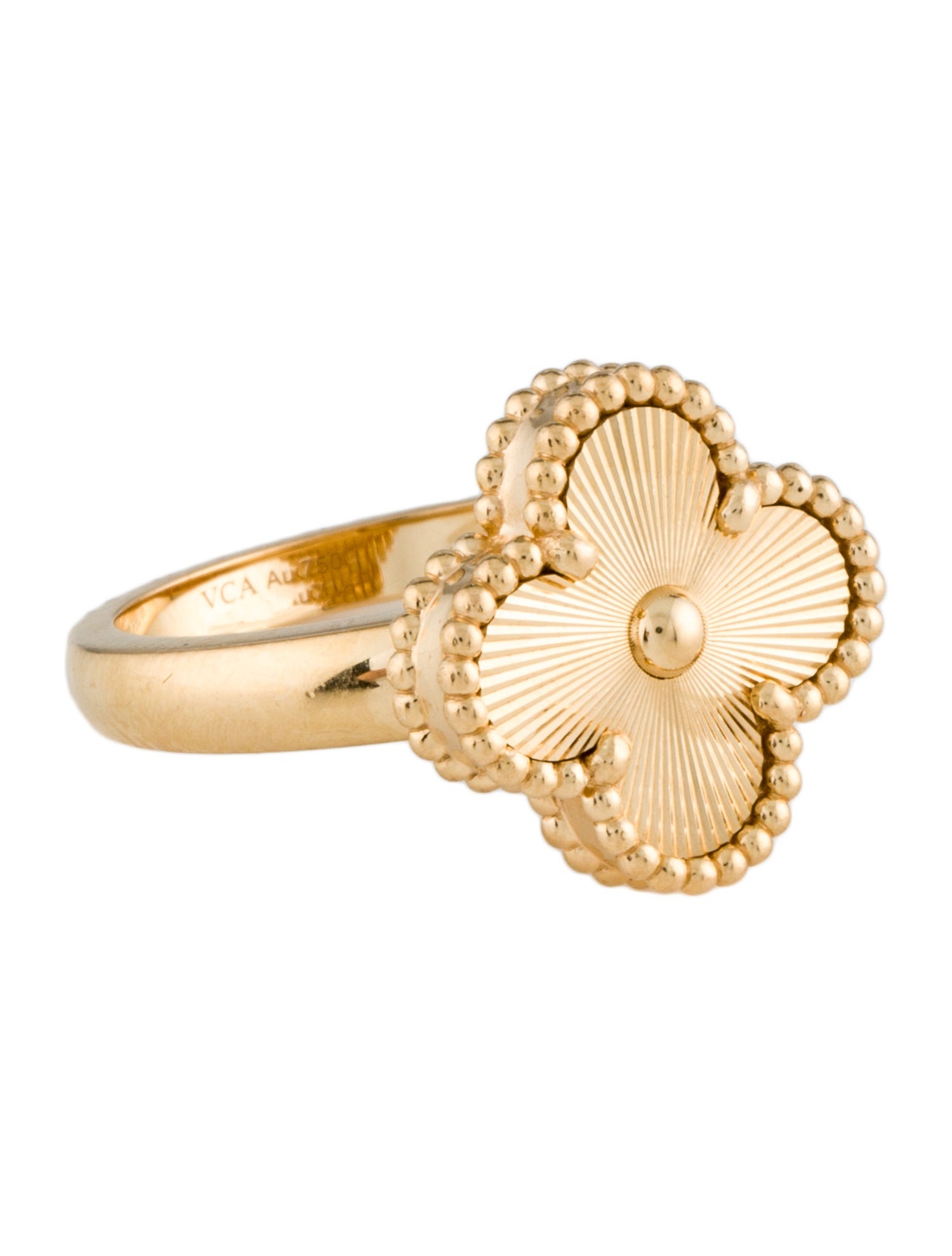 Van Cleef & Arpels Vintage Alhambra Guilloché Ring - 18K Yellow Gold ...