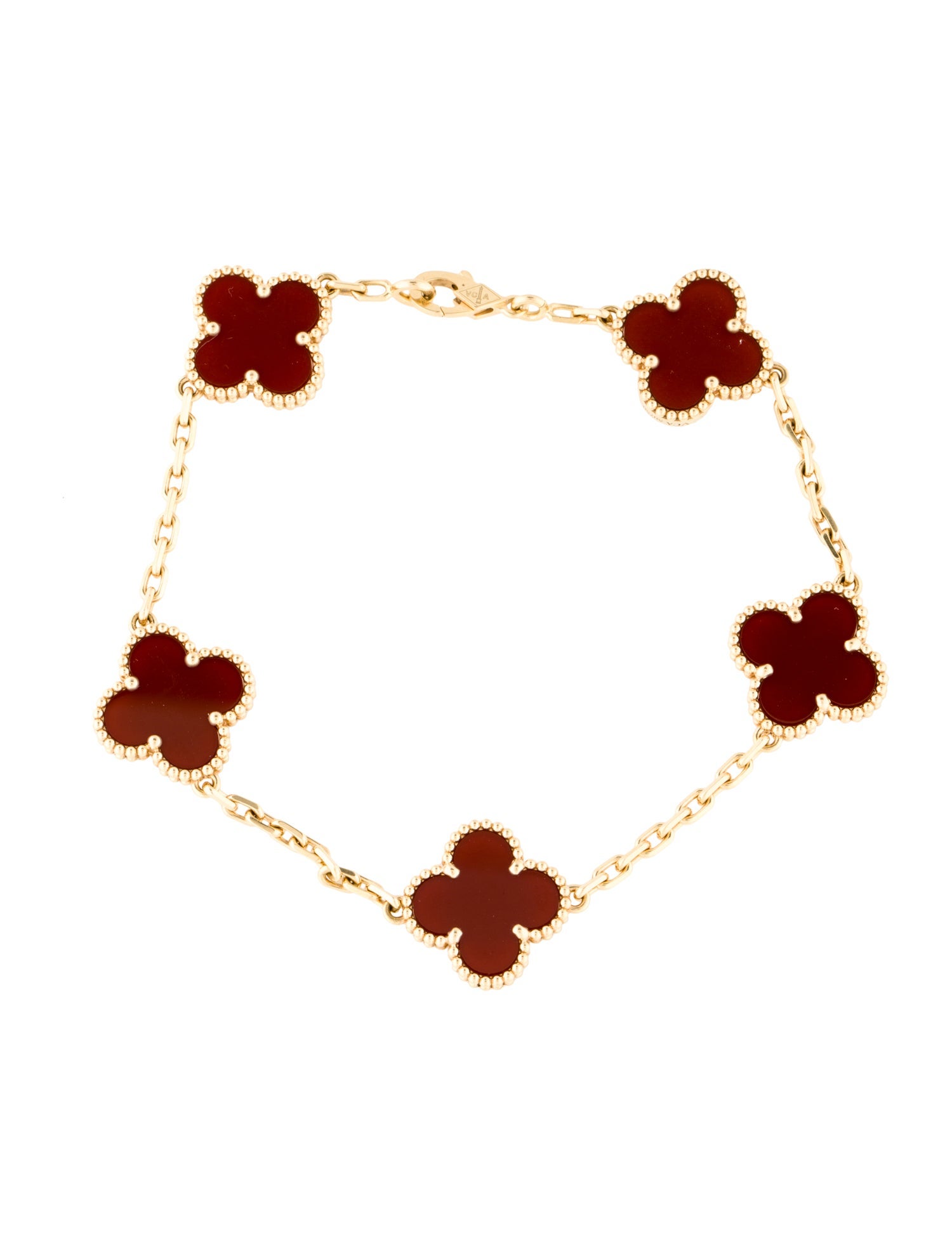 Van Cleef & Arpels Vintage Alhambra Bracelet, 5 Motif - 18K Yellow Gold ...