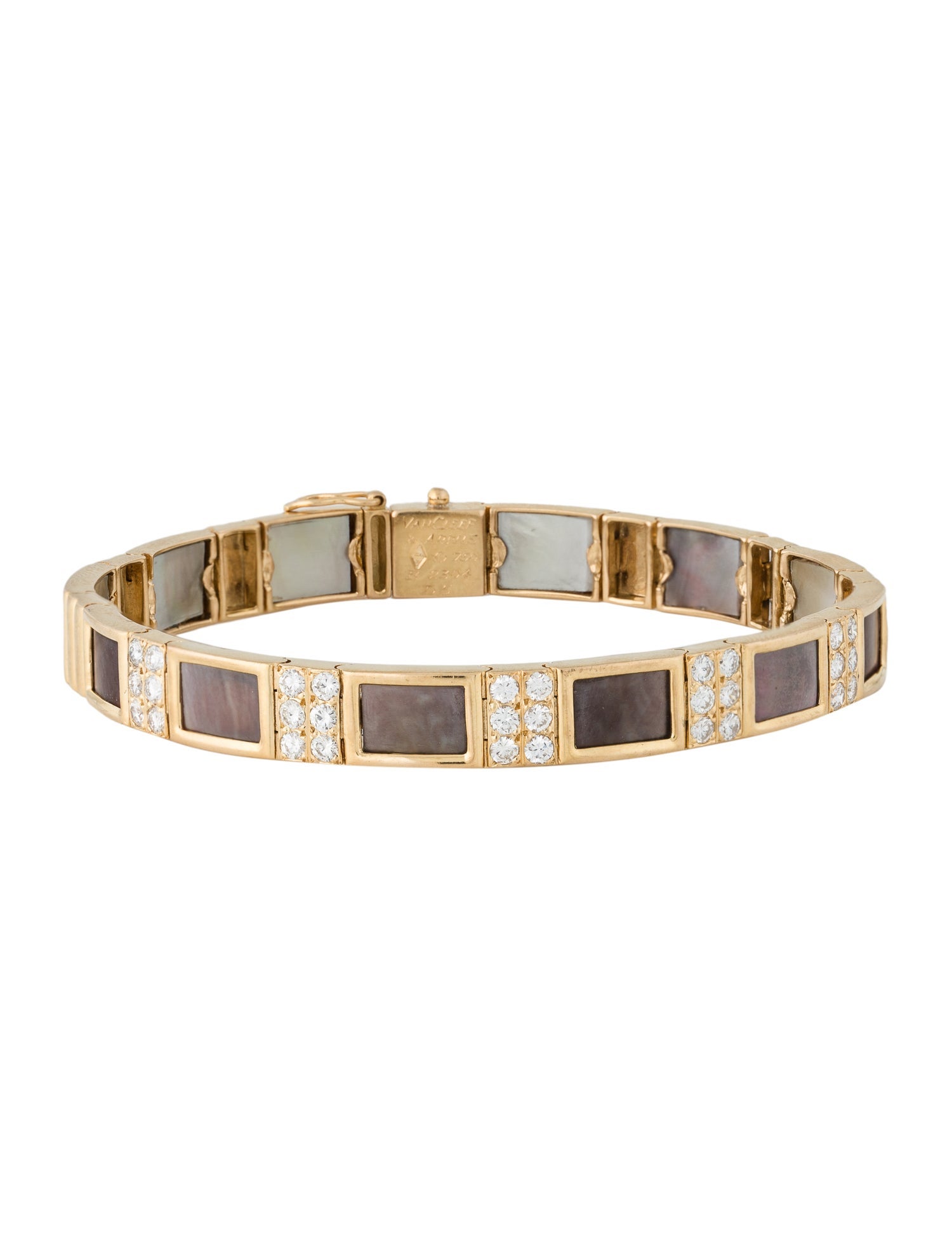 Van Cleef & Arpels Vintage Mother of Pearl Link Bracelet - 18K Yellow ...