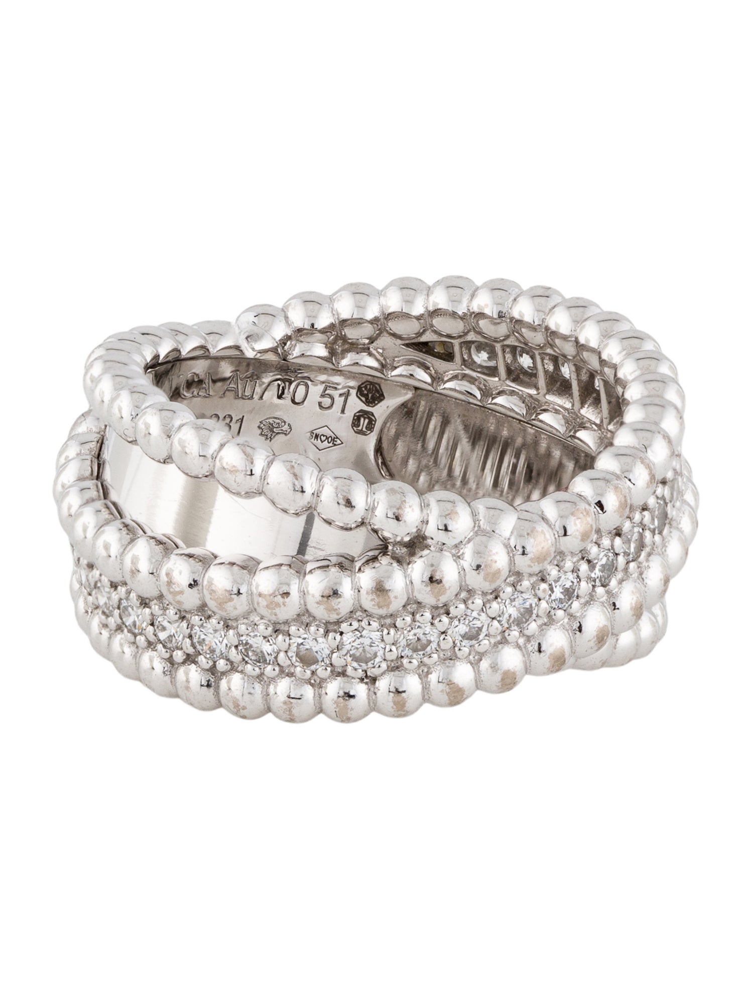 Van Cleef & Arpels Perlée Diamond Duo Ring - Rhodium-Plated 18K White ...