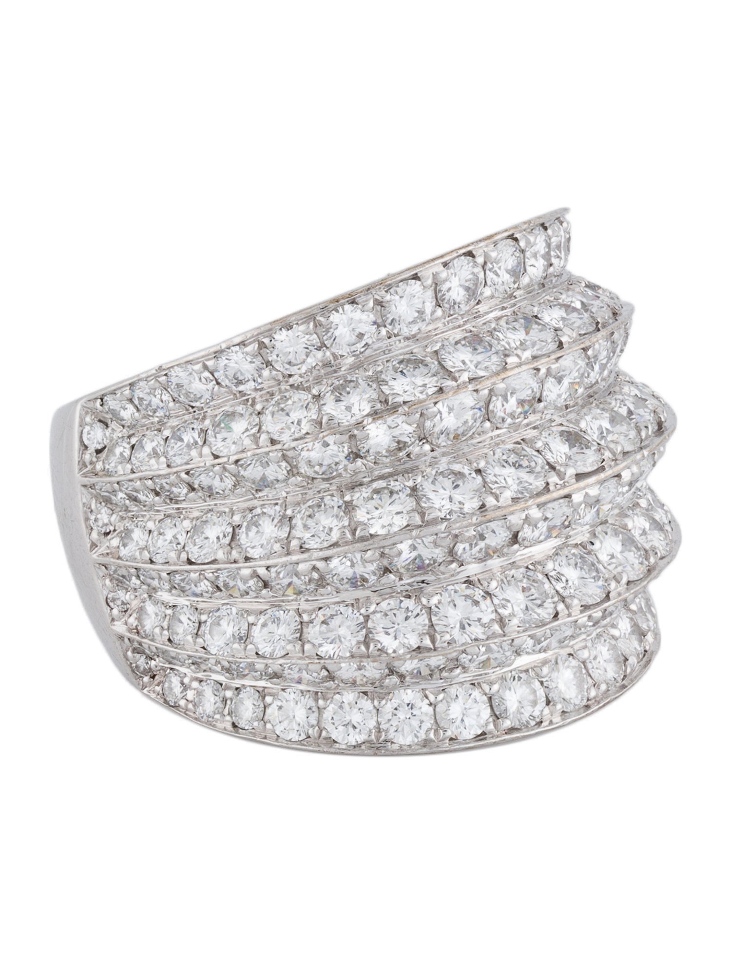 Van Cleef & Arpels Diamond Fluted Ring - Rhodium-Plated 18K White Gold ...