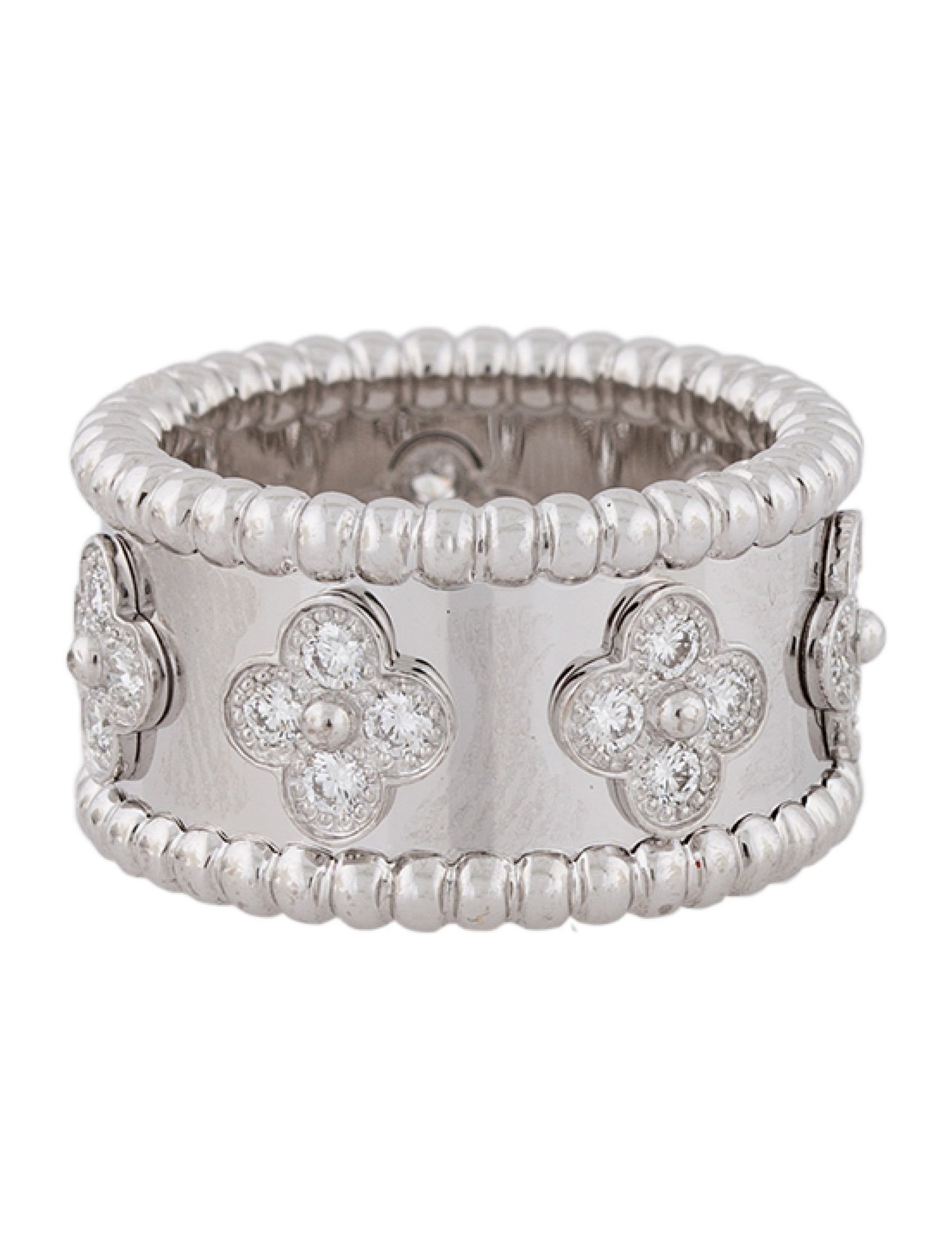 Van Cleef & Arpels Perlée Clovers Ring, Medium Model - Rhodium-Plated ...