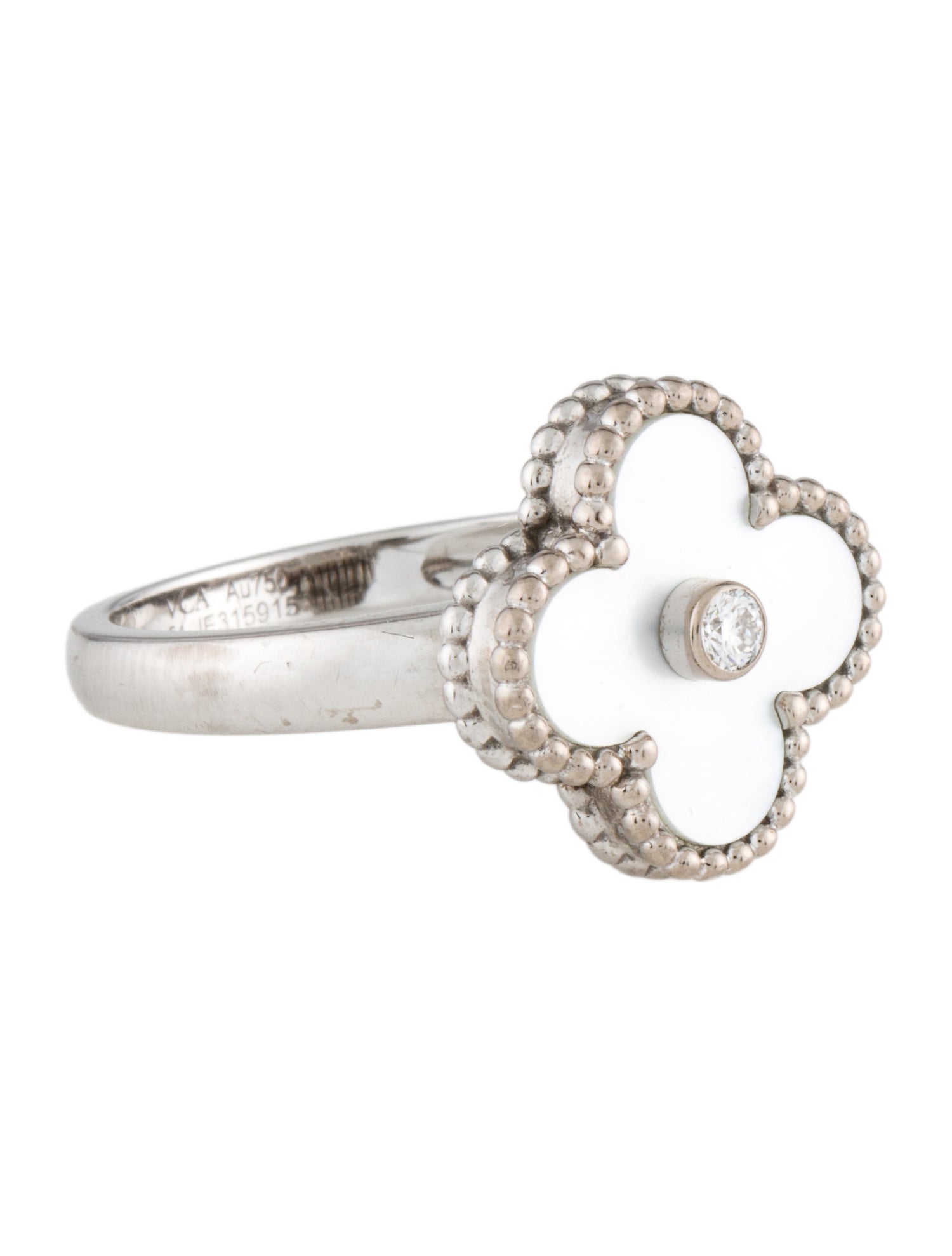 Van Cleef & Arpels Mother Of Pearl Vintage Alhambra Ring - Rhodium ...
