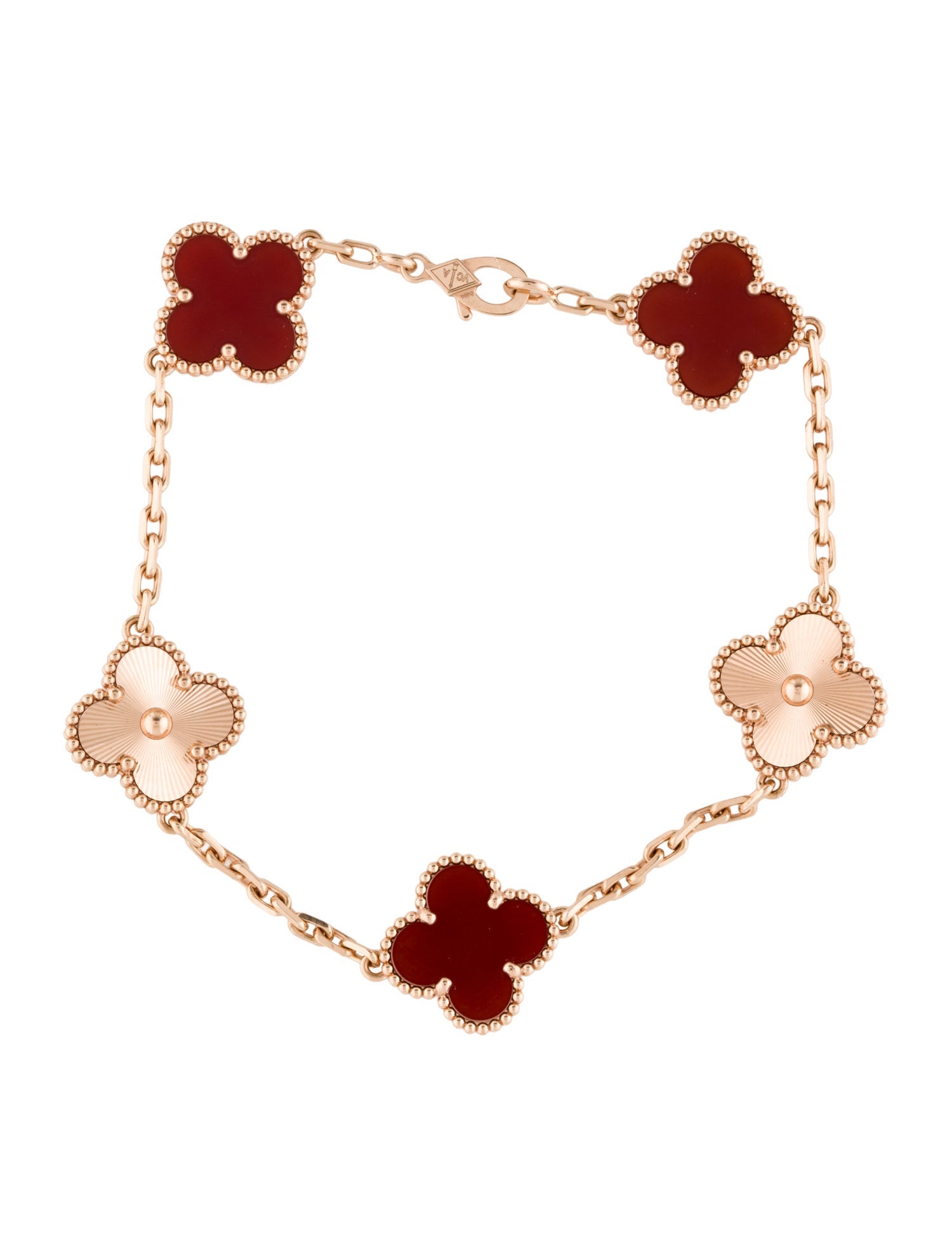 Van Cleef & Arpels Vintage Alhambra Bracelet, 5 Motif - 18K Yellow Gold ...