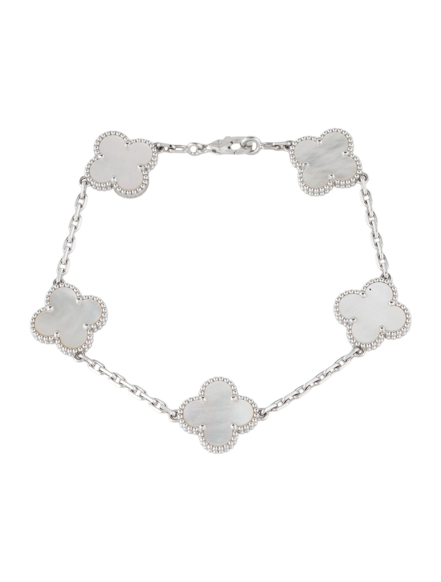 Van Cleef & Arpels Mother of Pearl Vintage Alhambra Bracelet, 5 Motifs ...