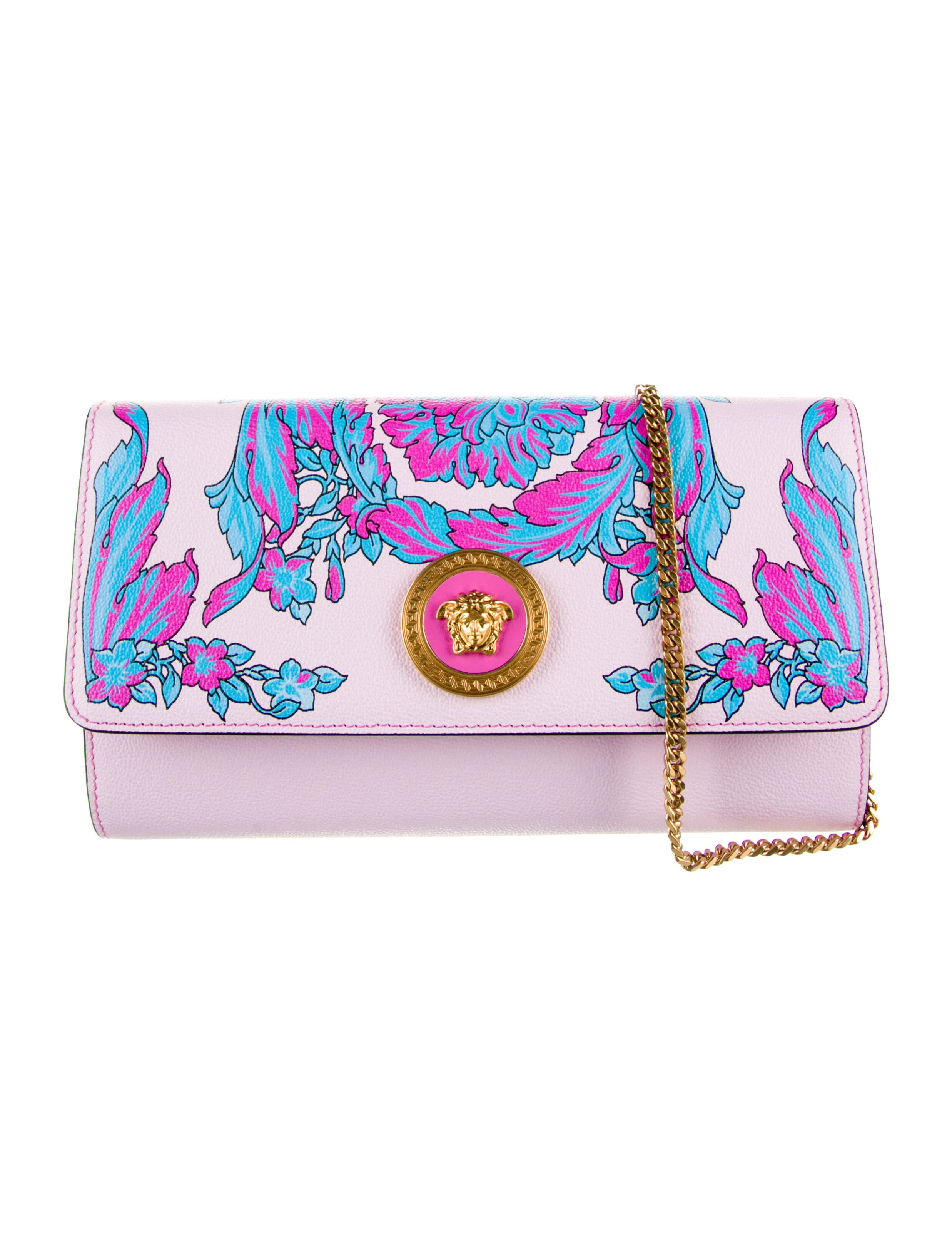 Versace Voyage Barocco Compact Wallet on Chain - Pink Crossbody Bags ...