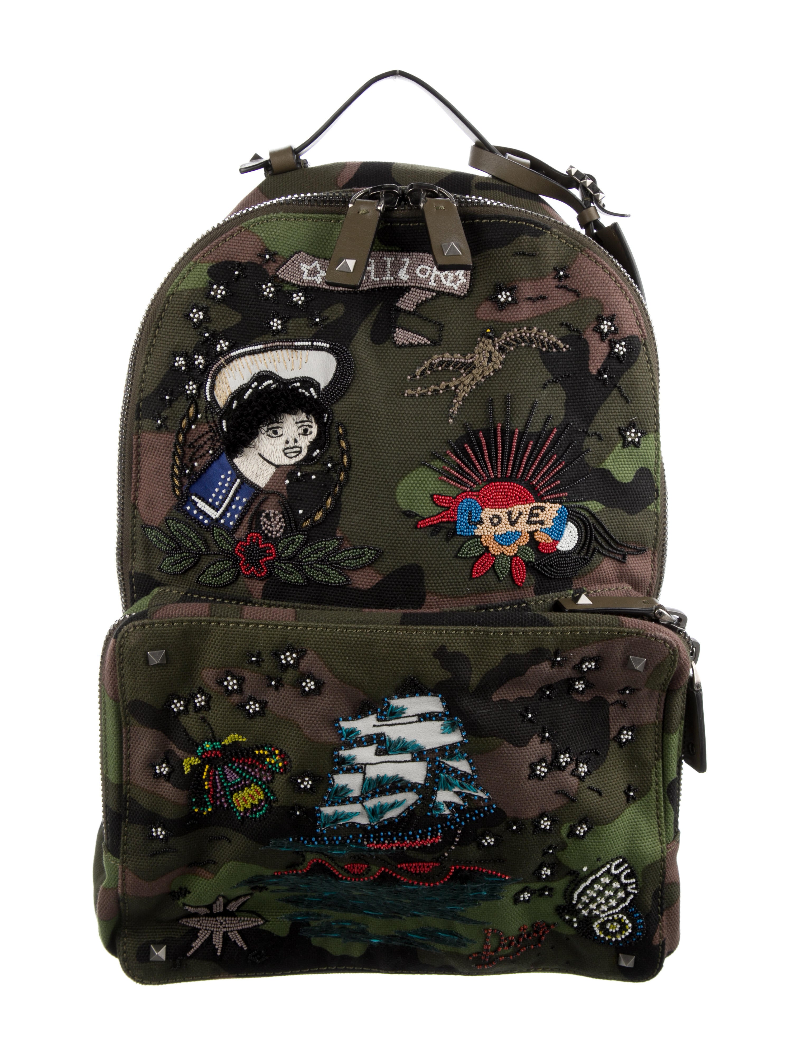 Valentino Camouflage Rockstud Backpack - Green Backpacks, Handbags ...