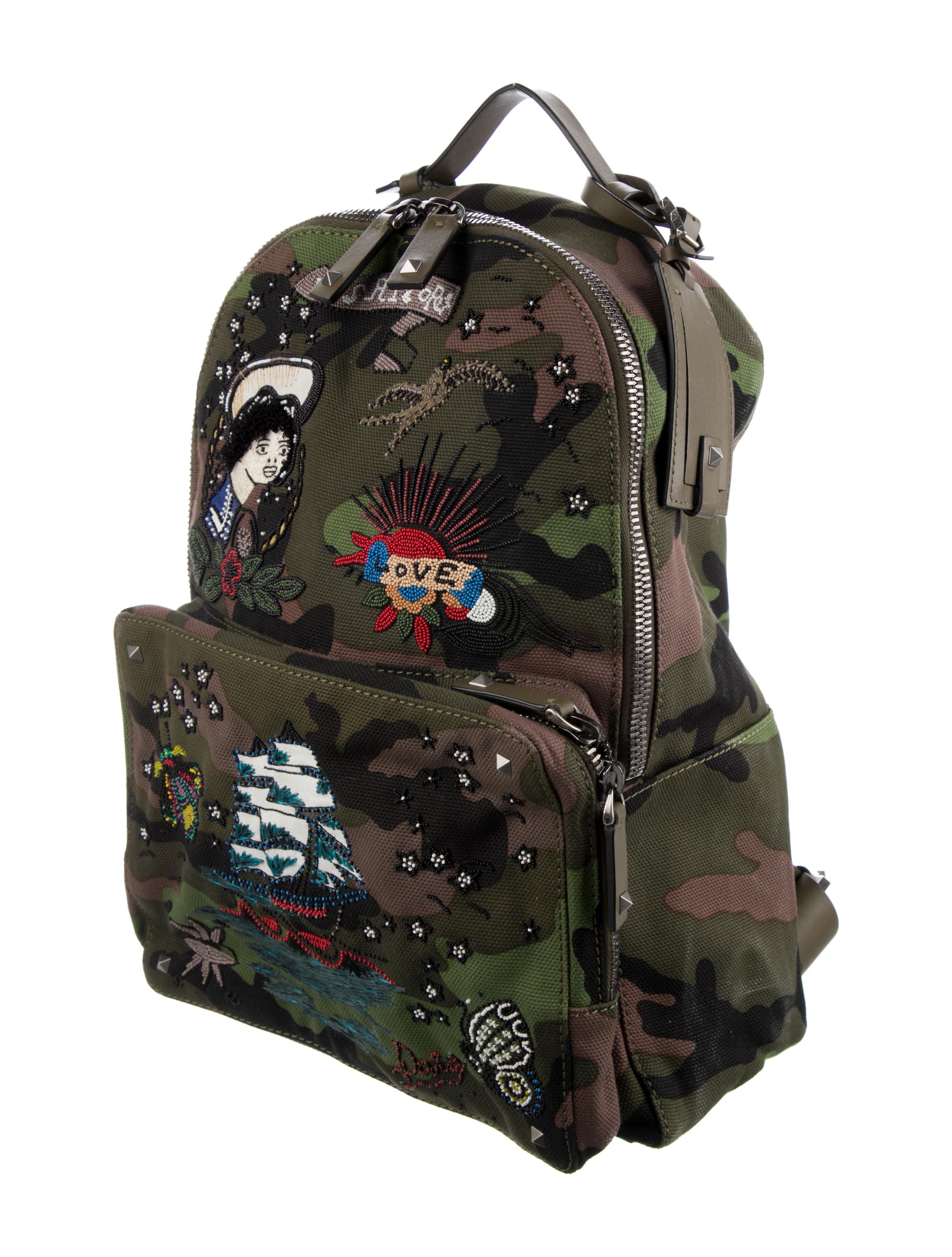 Valentino Camouflage Rockstud Backpack - Green Backpacks, Handbags ...