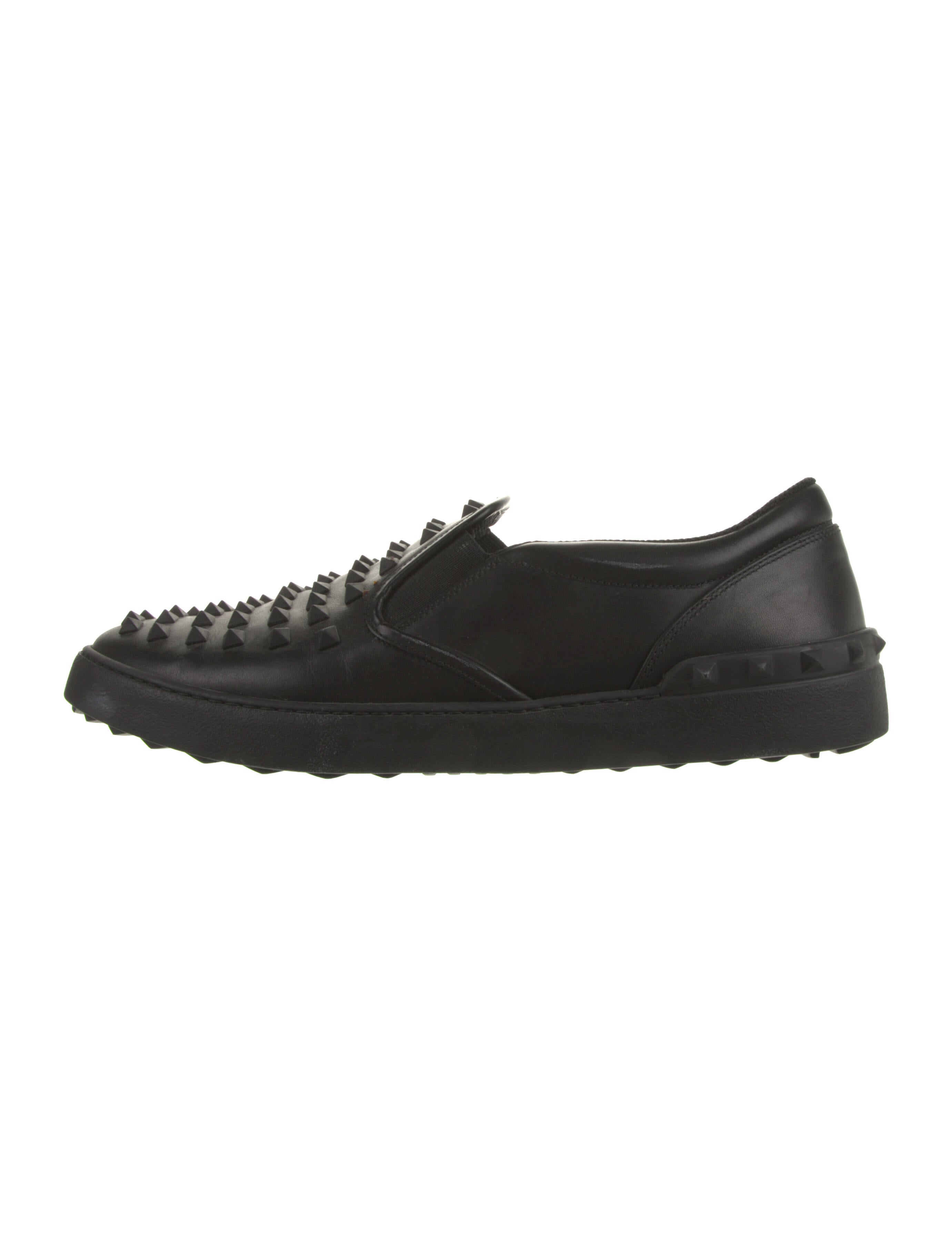 Valentino Rockstud Accents Leather Sneakers - Black Sneakers, Shoes ...