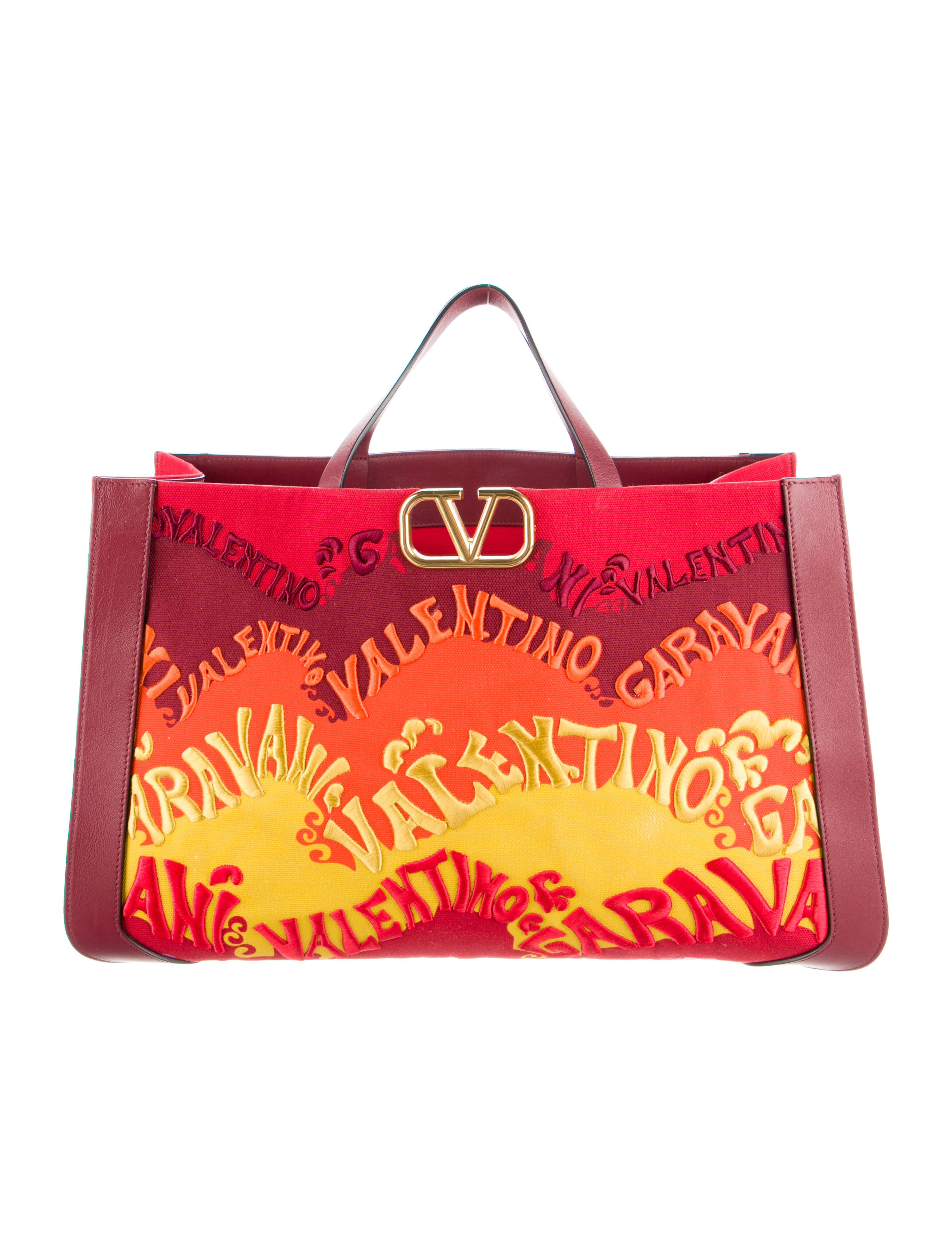 Valentino Canvas Waves VLogo Tote Bag - Red Totes, Handbags - VAL307329 ...