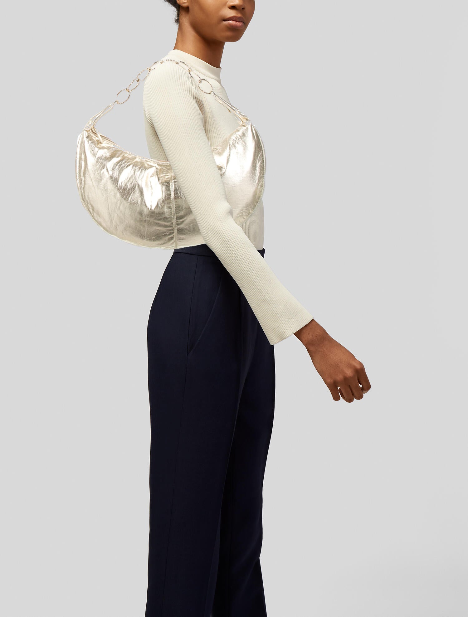 Valentino Rockstud Spike Metallic Shoulder Bag - Metallic Shoulder Bags ...