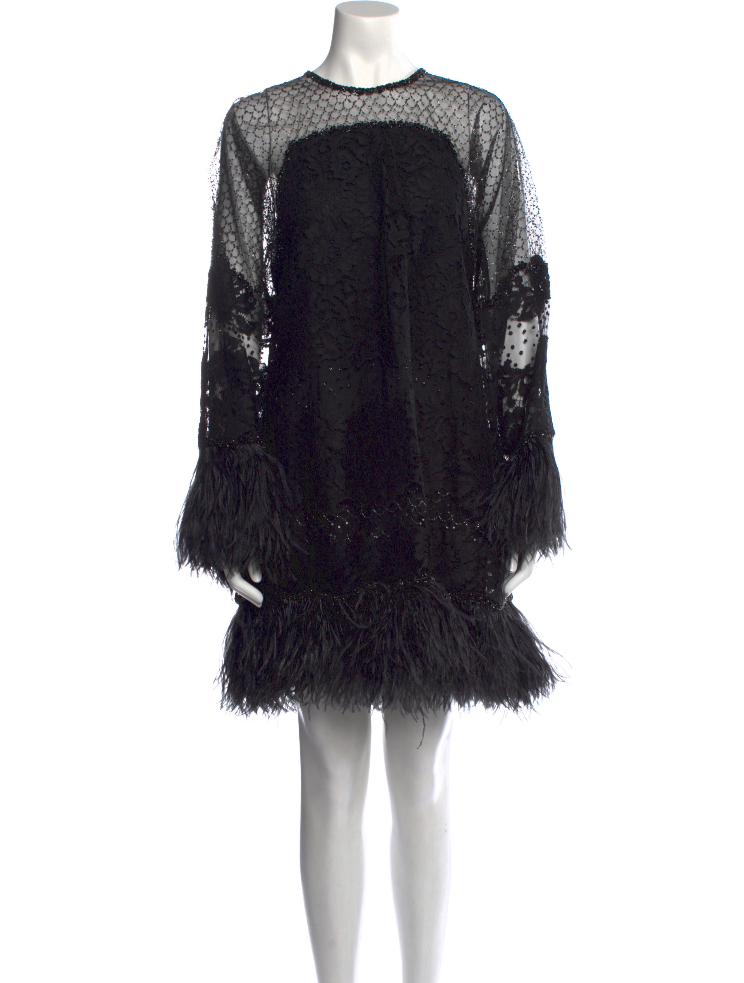 Valentino Lace Pattern Mini Dress - Black Dresses, Clothing - VAL317315 ...