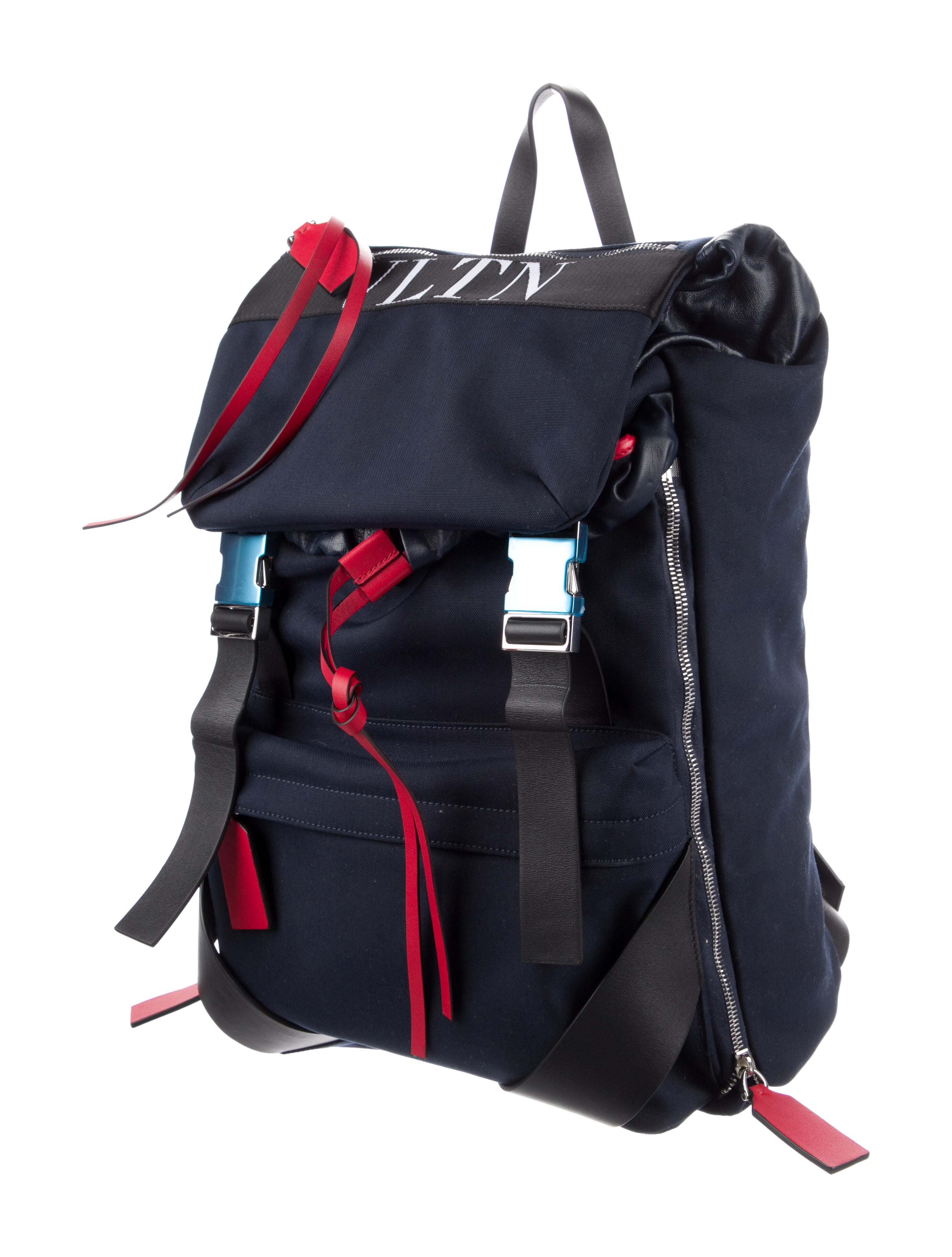 Valentino VLTN Leather-Trimmed Backpack - Blue Backpacks, Bags ...