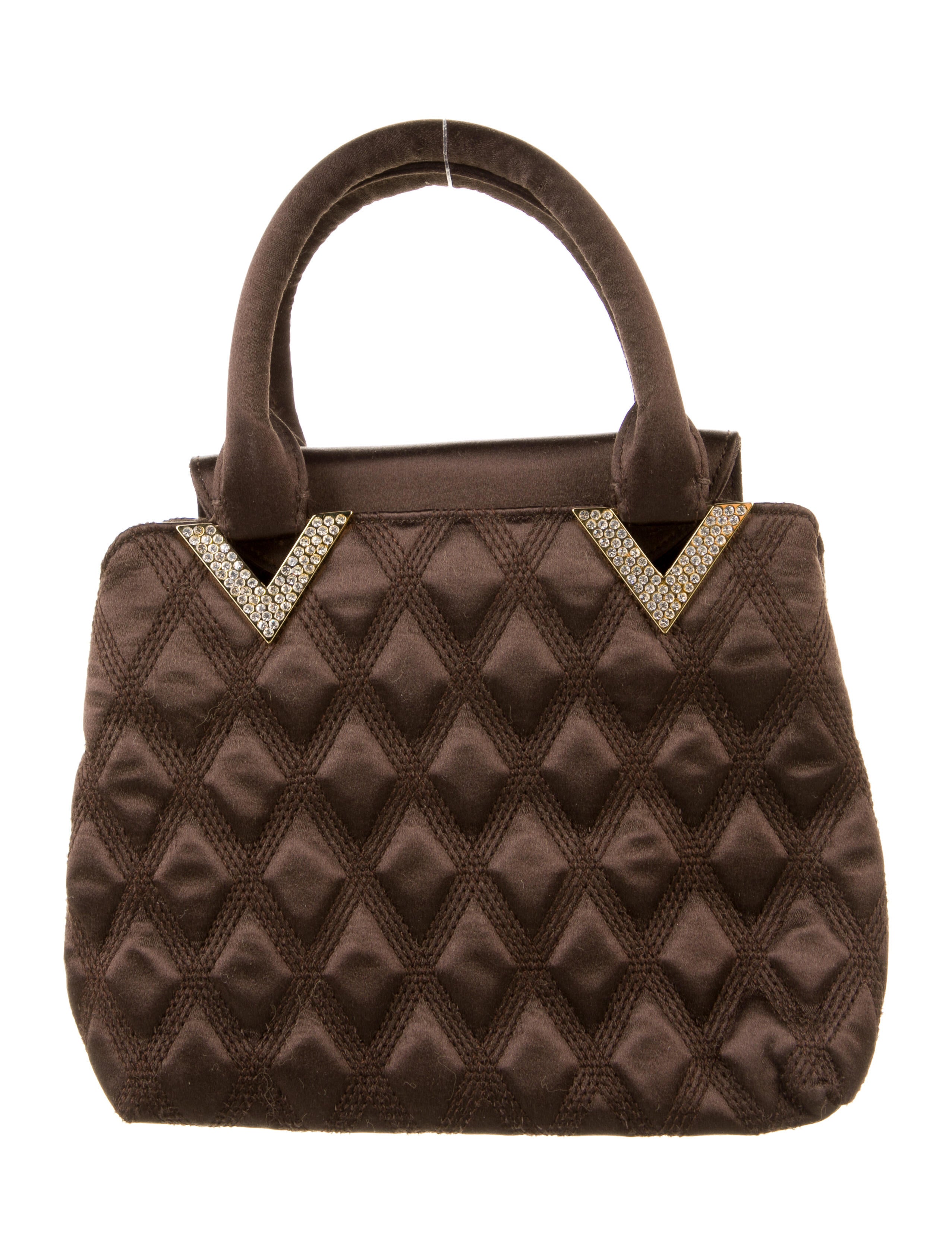 Valentino Quilted Satin Mini Handle Bag - Brown Handle Bags, Handbags ...