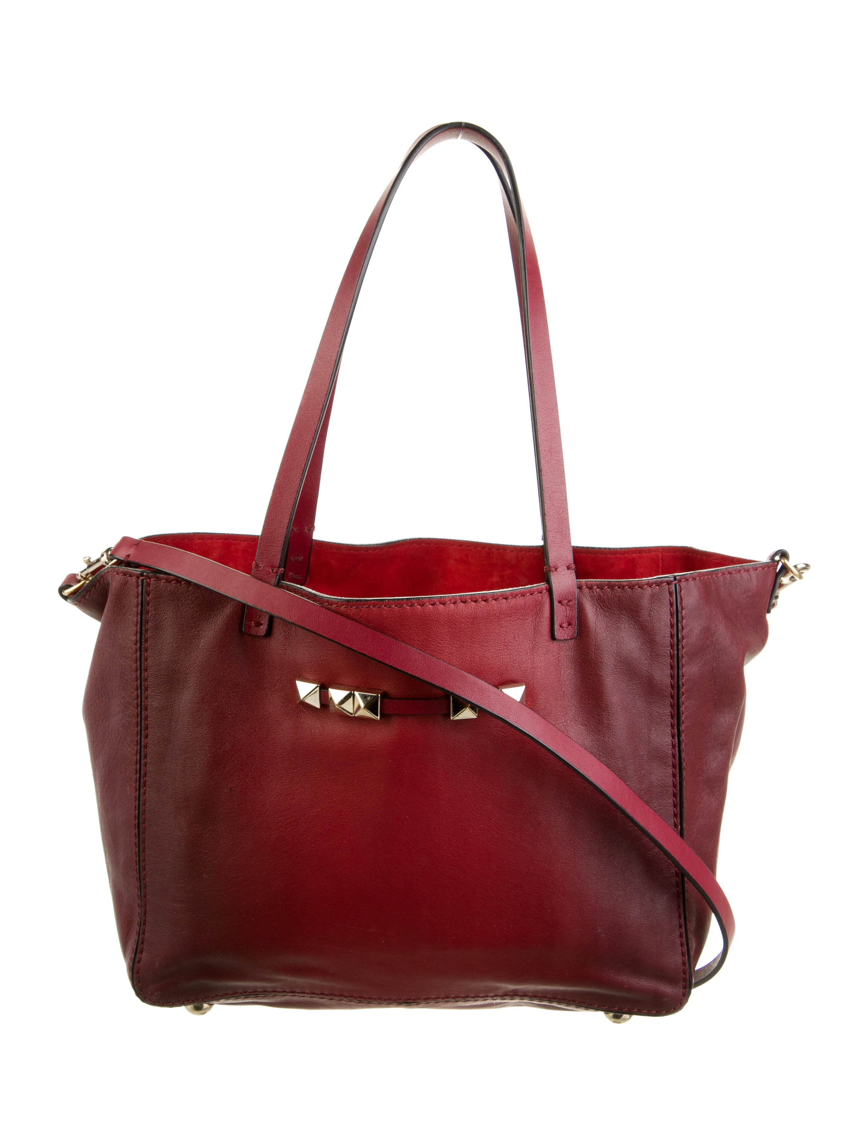 Valentino Medium Leather Tote Bag - Red Totes, Handbags - VAL337446 ...