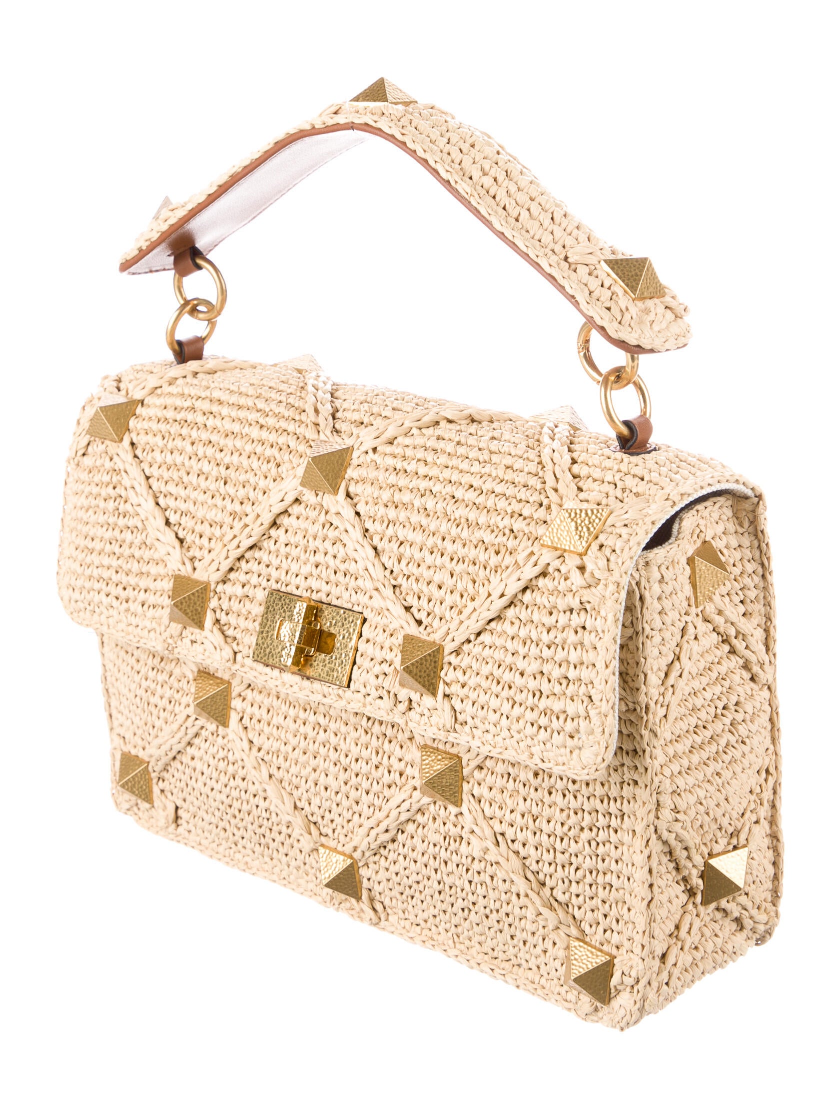 Valentino Raffia Handle Bag w/ Tags - Brown Handle Bags, Handbags ...
