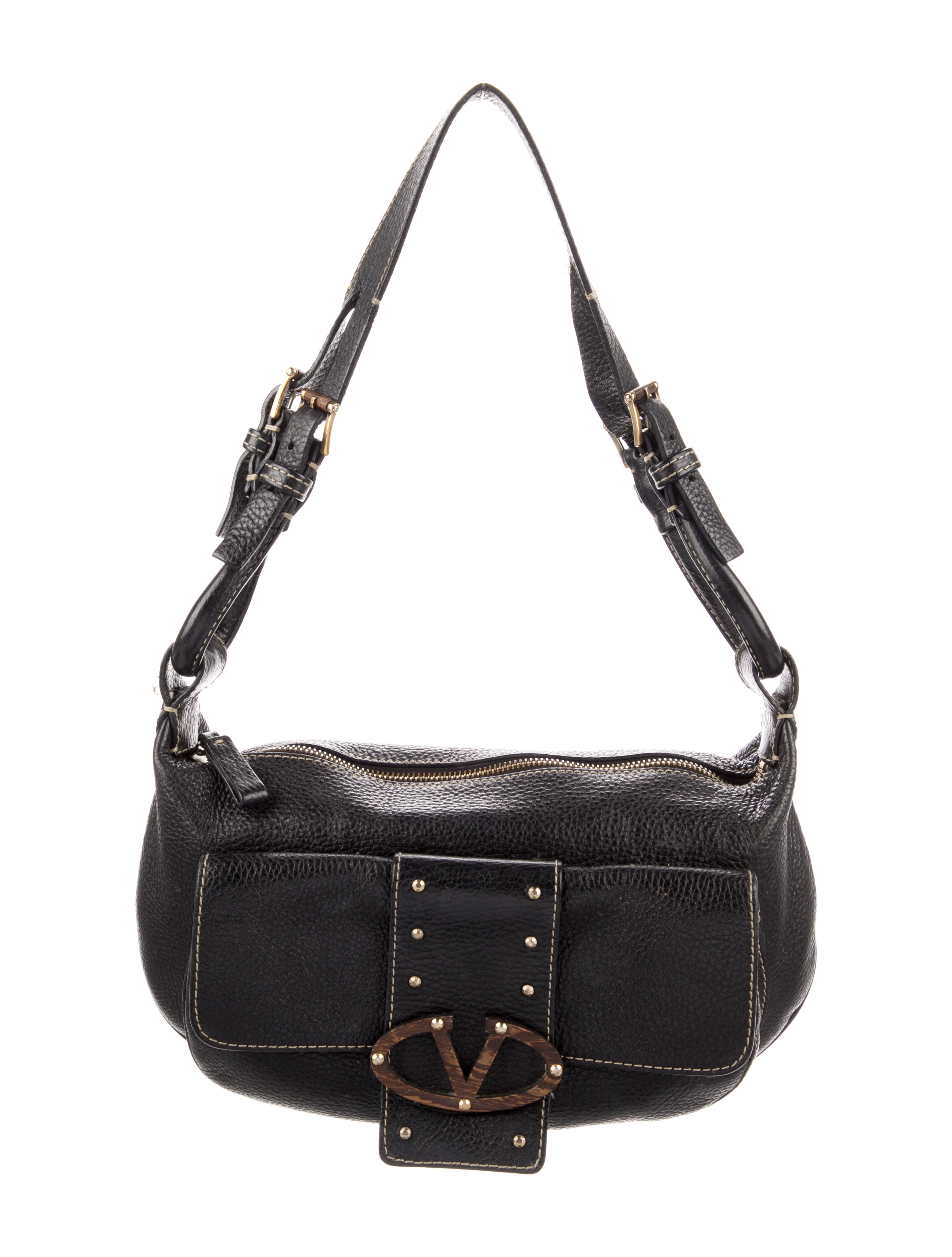 Valentino Leather Shoulder Bag - Black Shoulder Bags, Handbags ...