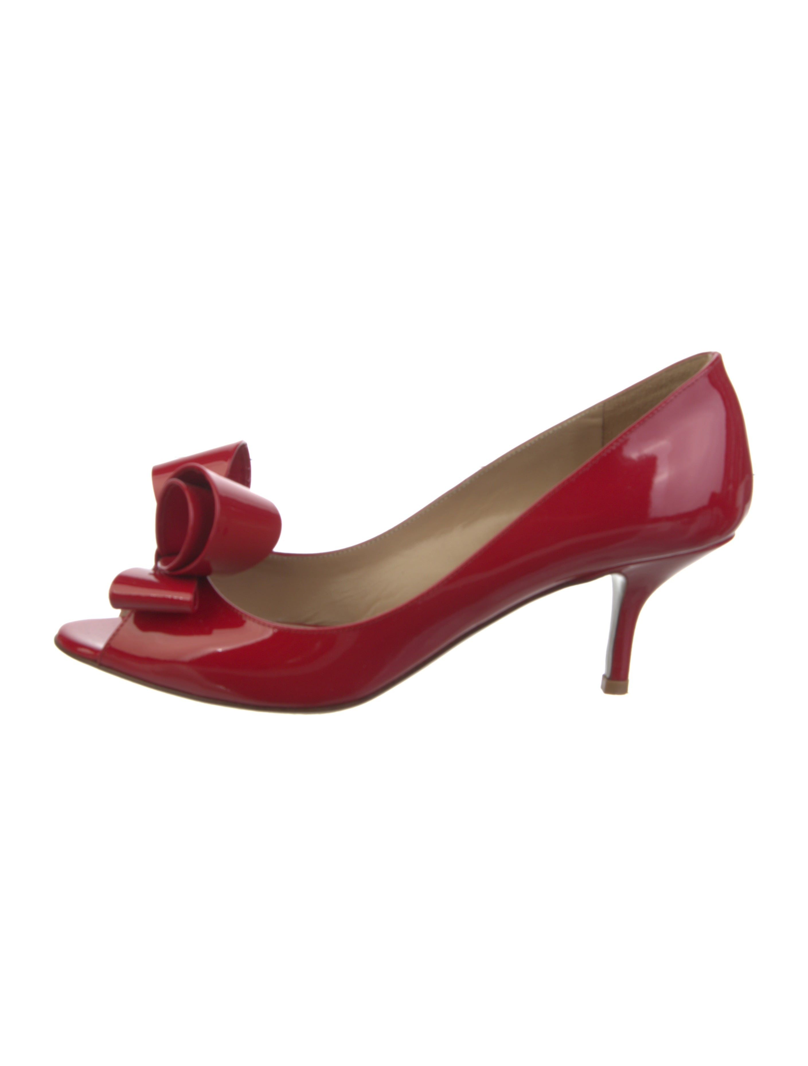 Valentino Patent Leather Bow Accents Pumps - Red Pumps, Shoes ...