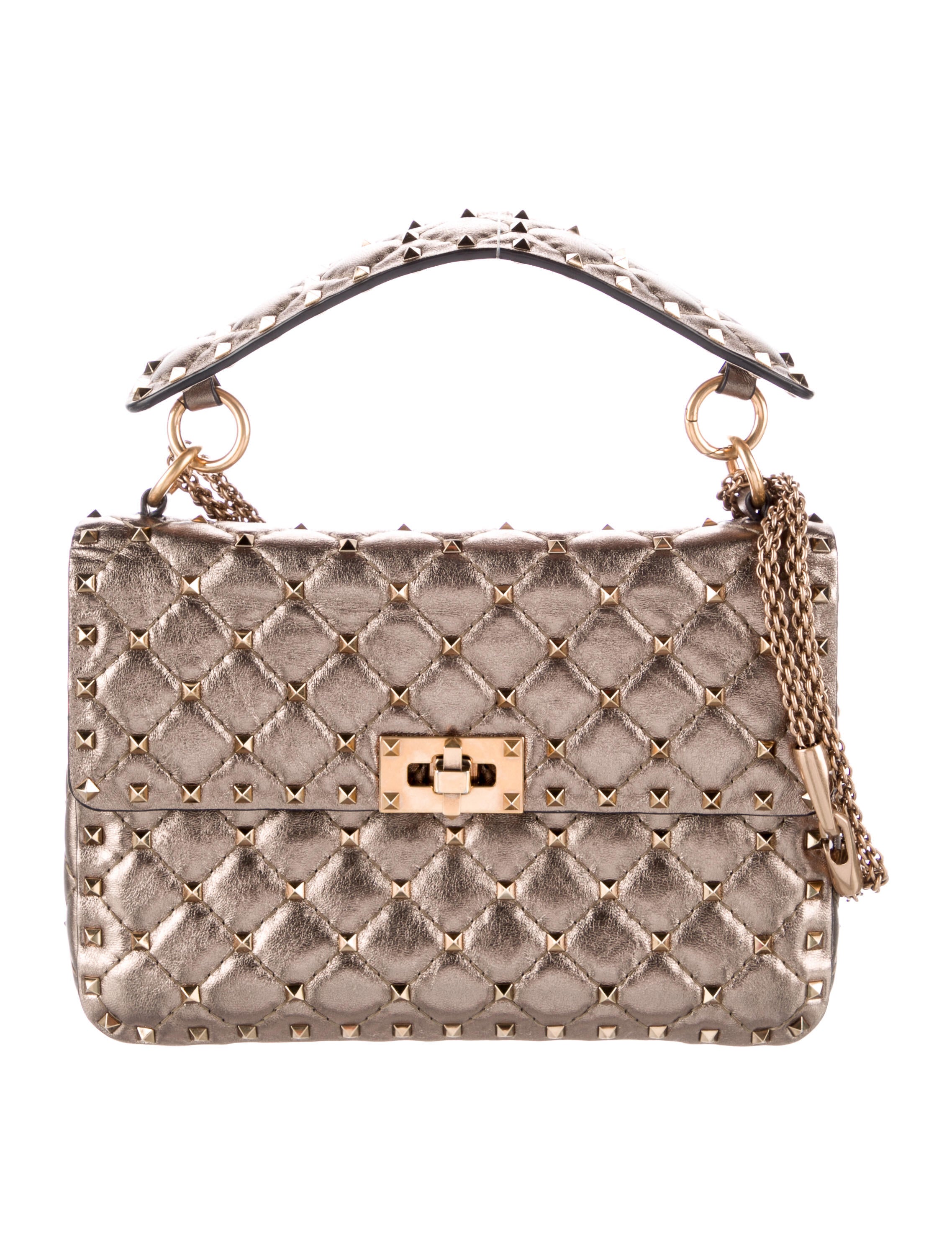 Valentino Rockstud Spike Metallic Quilted Bag - Metallic Shoulder Bags ...
