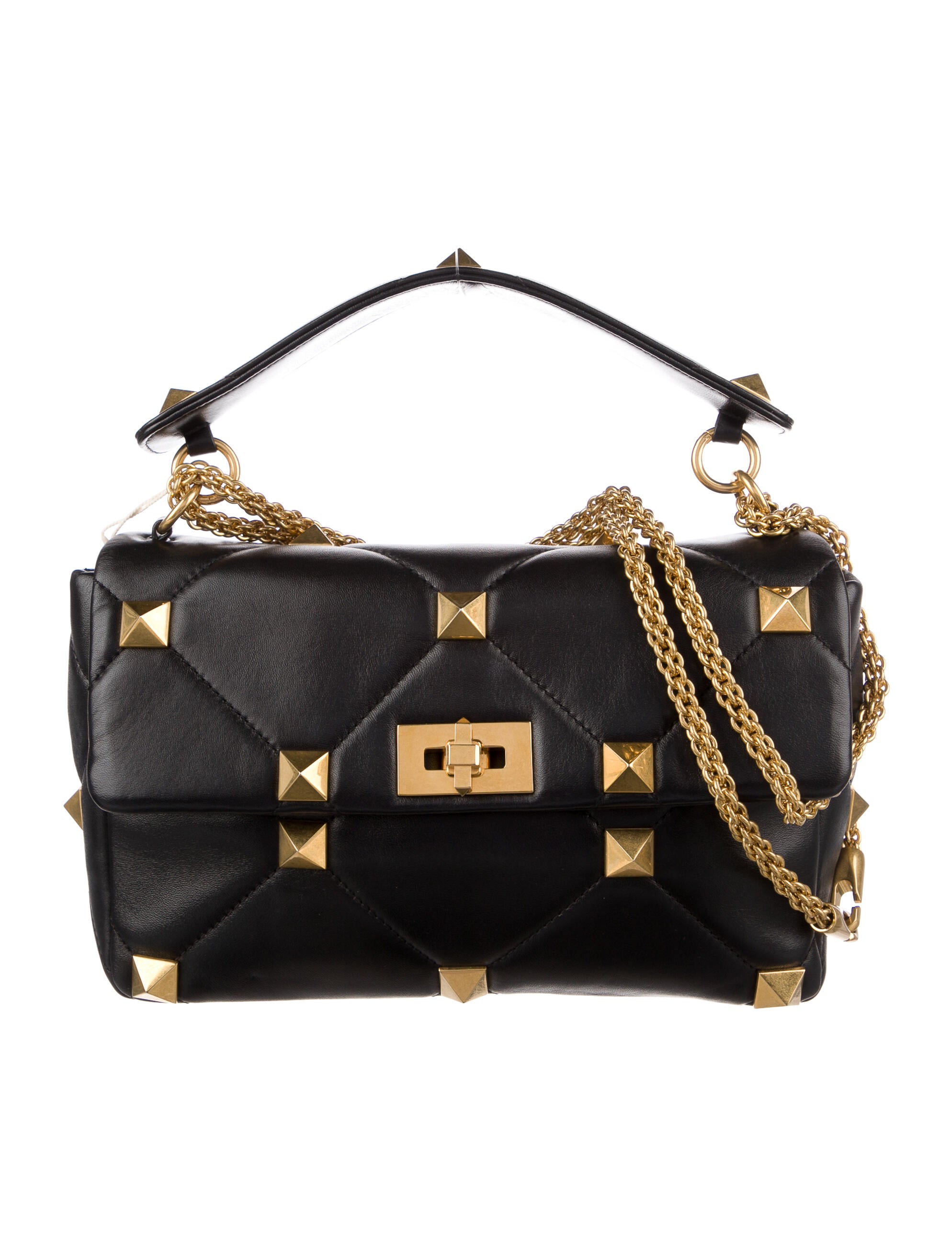 Valentino Leather Roman Stud Shoulder Bag - Blue Shoulder Bags, Handbags - VAL392384 | The RealReal