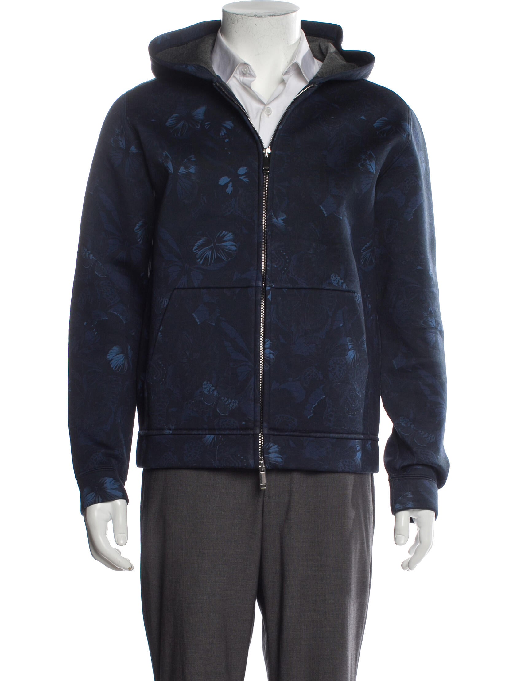 Valentino Printed V-Neck Hoodie - Blue Sweatshirts & Hoodies, Clothing ...