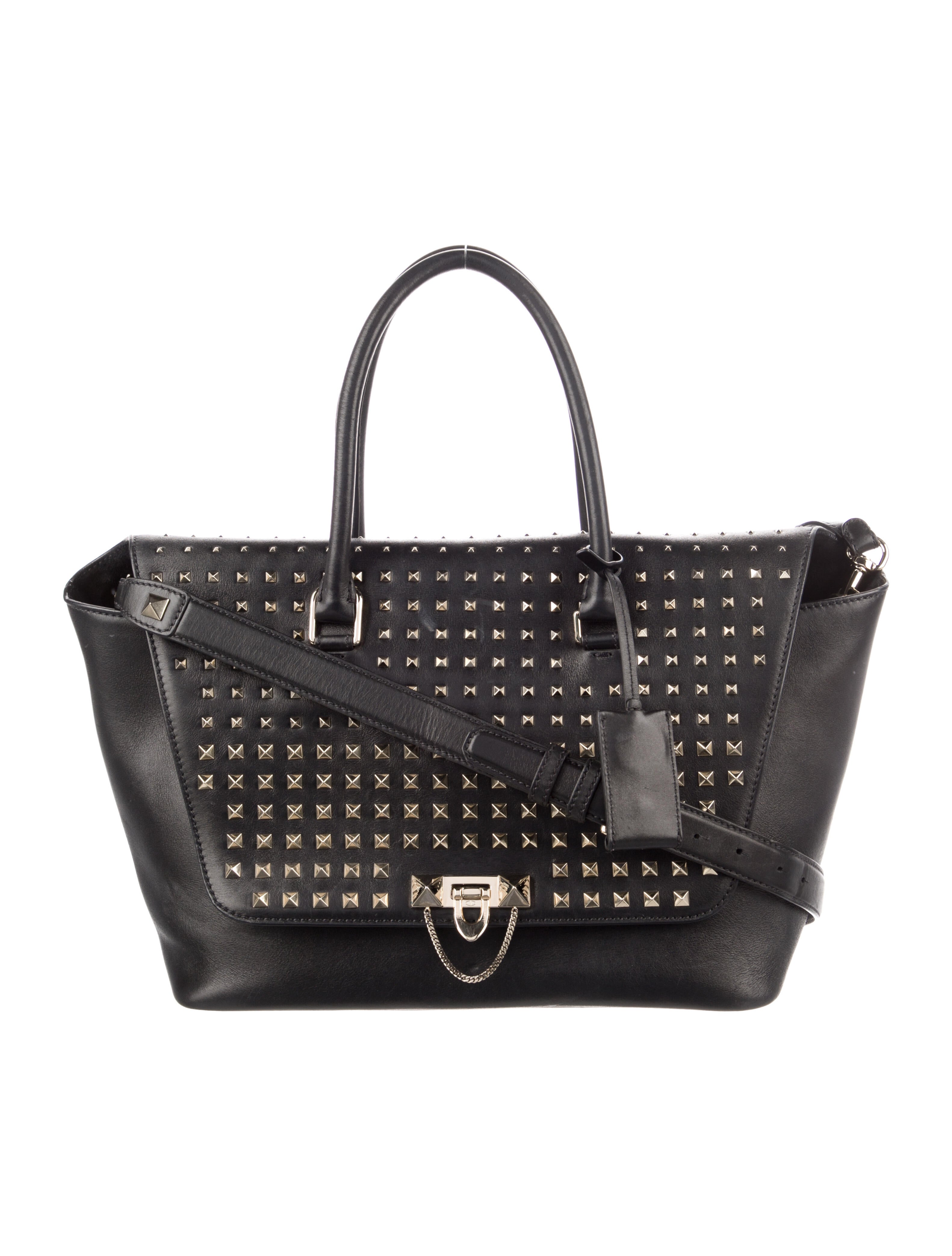 Valentino Large Leather Rockstud Tote - Black Totes, Handbags ...