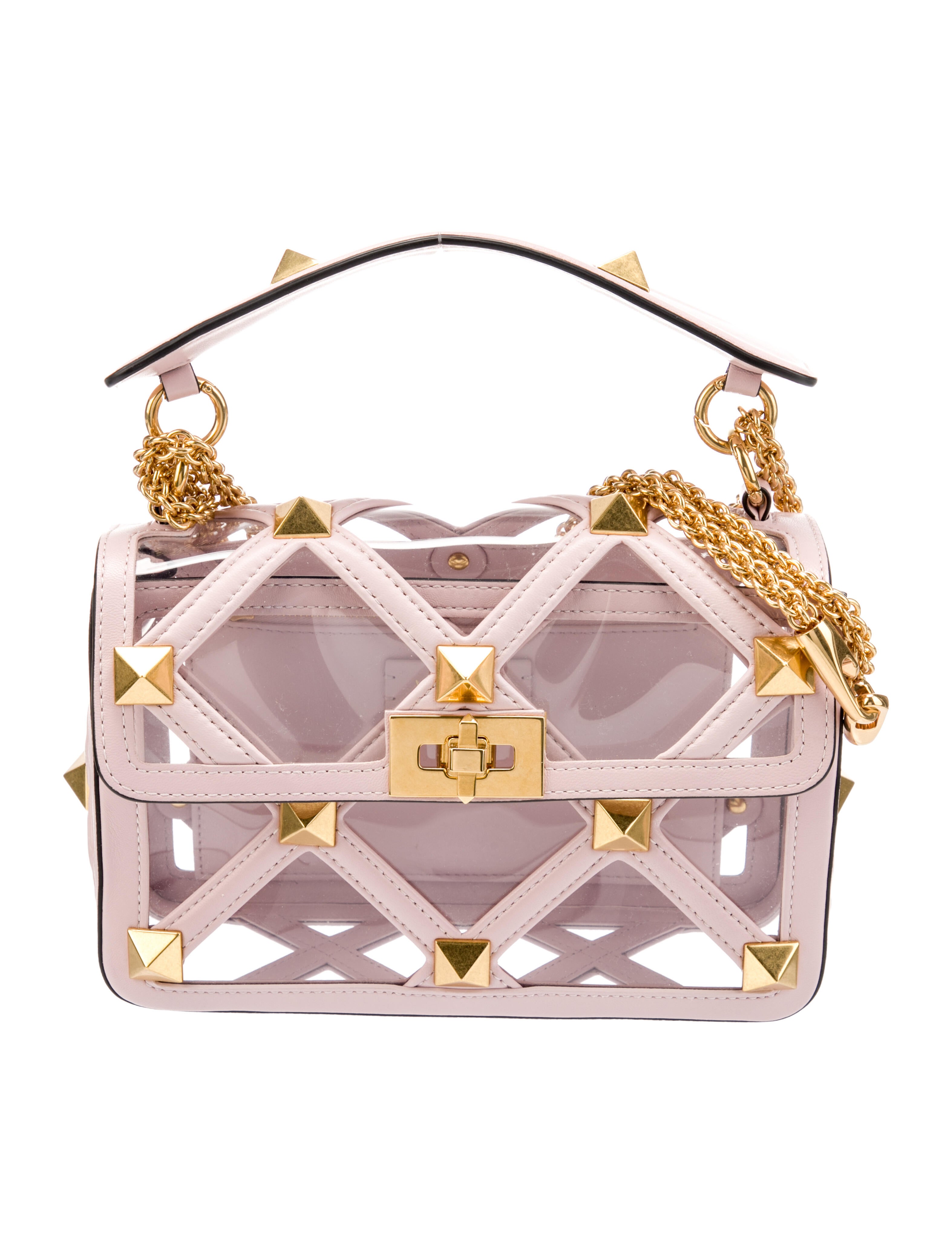 Valentino PVC Roman Stud Shoulder Bag - Pink Shoulder Bags, Handbags ...