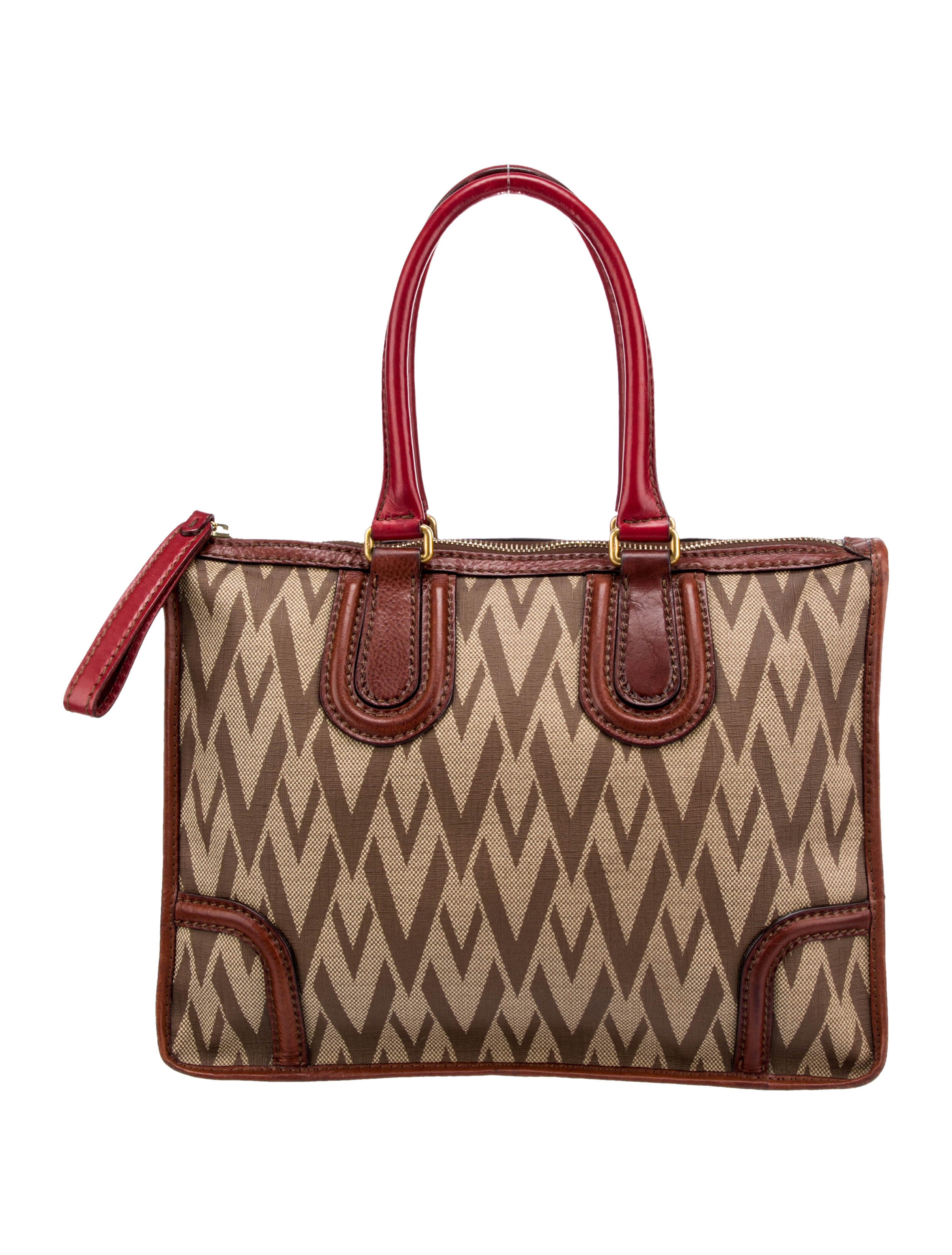 Valentino V Pattern Canvas Tote Bag - Brown Shoulder Bags, Handbags ...