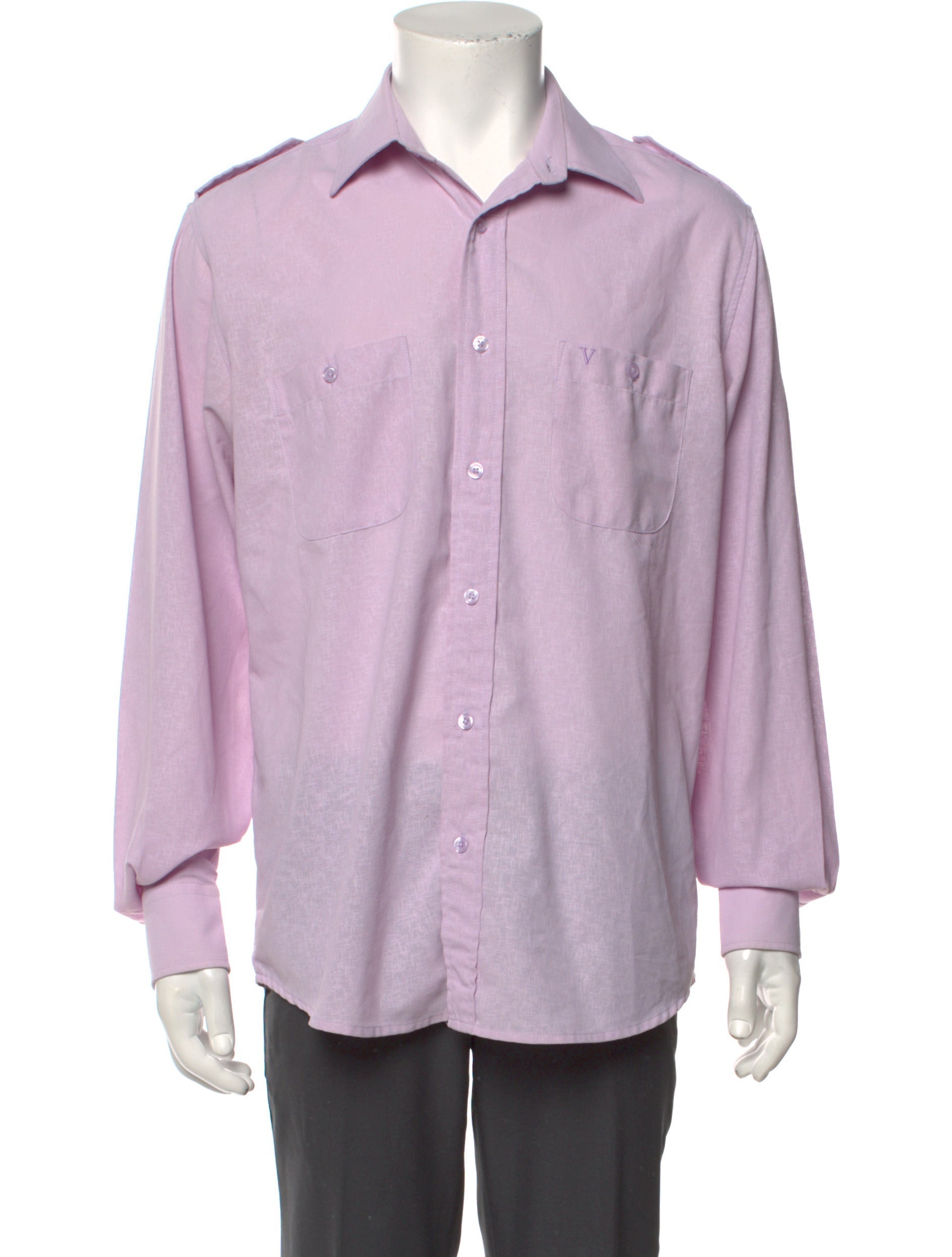 Valentino Long Sleeve Dress Shirt - Purple Dress Shirts, Clothing ...
